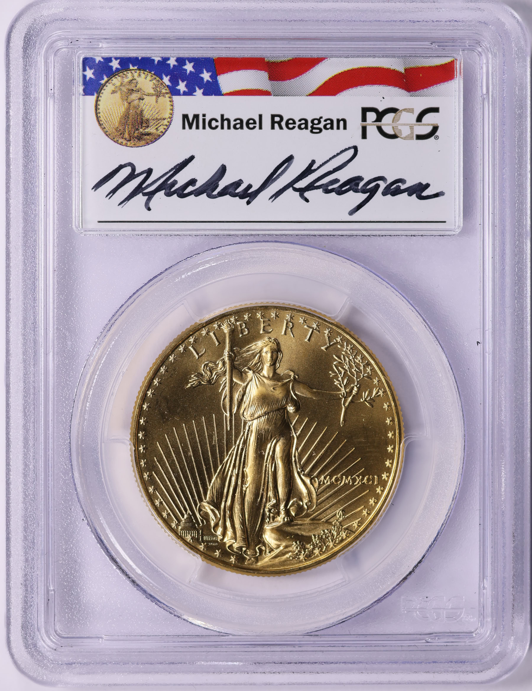 1991 $50 One-Ounce Gold American Eagle Reagan Legacy Series PCGS MS-69 ...