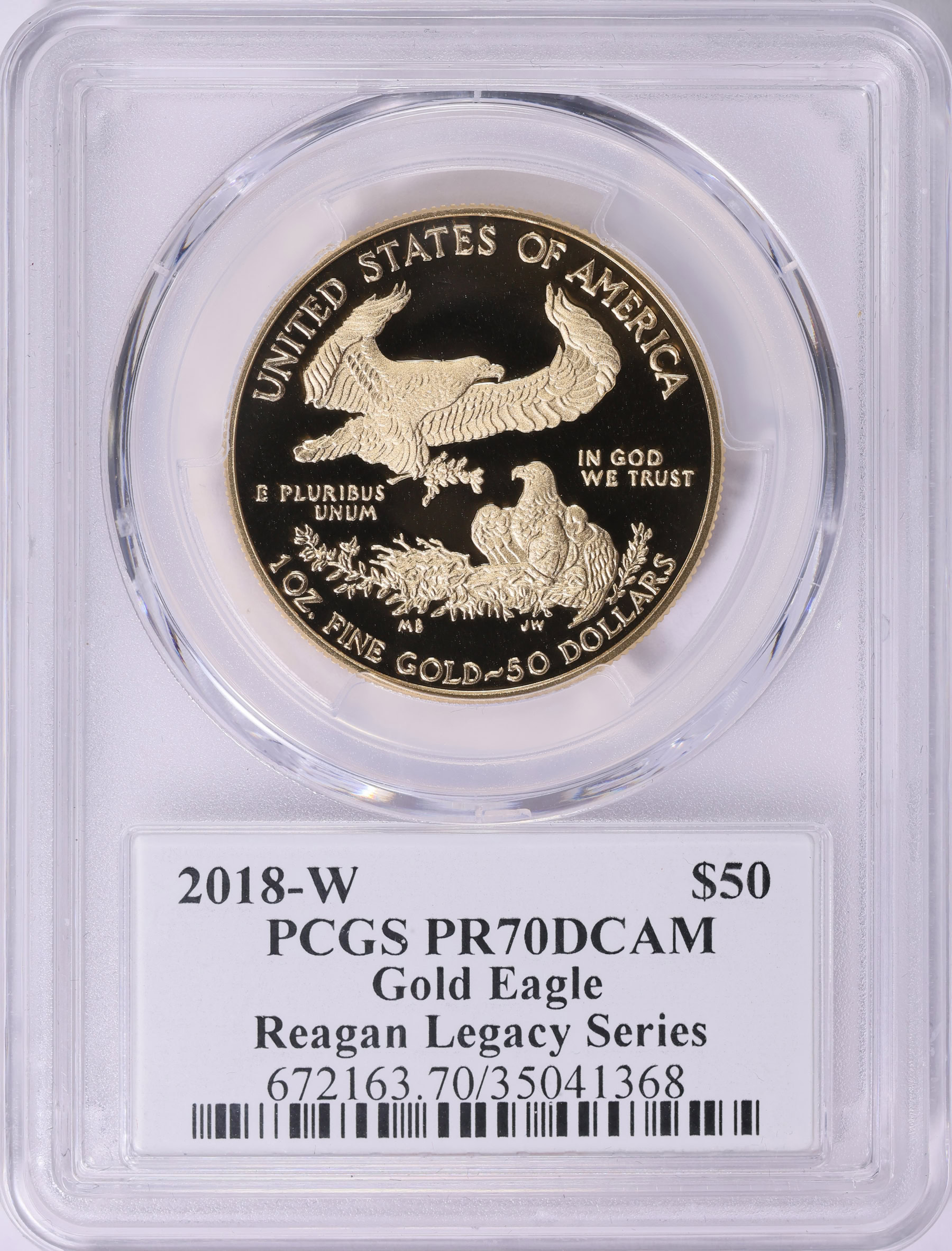 2018-W $50 One-Ounce Gold American Eagle Reagan Legacy Series PCGS ...