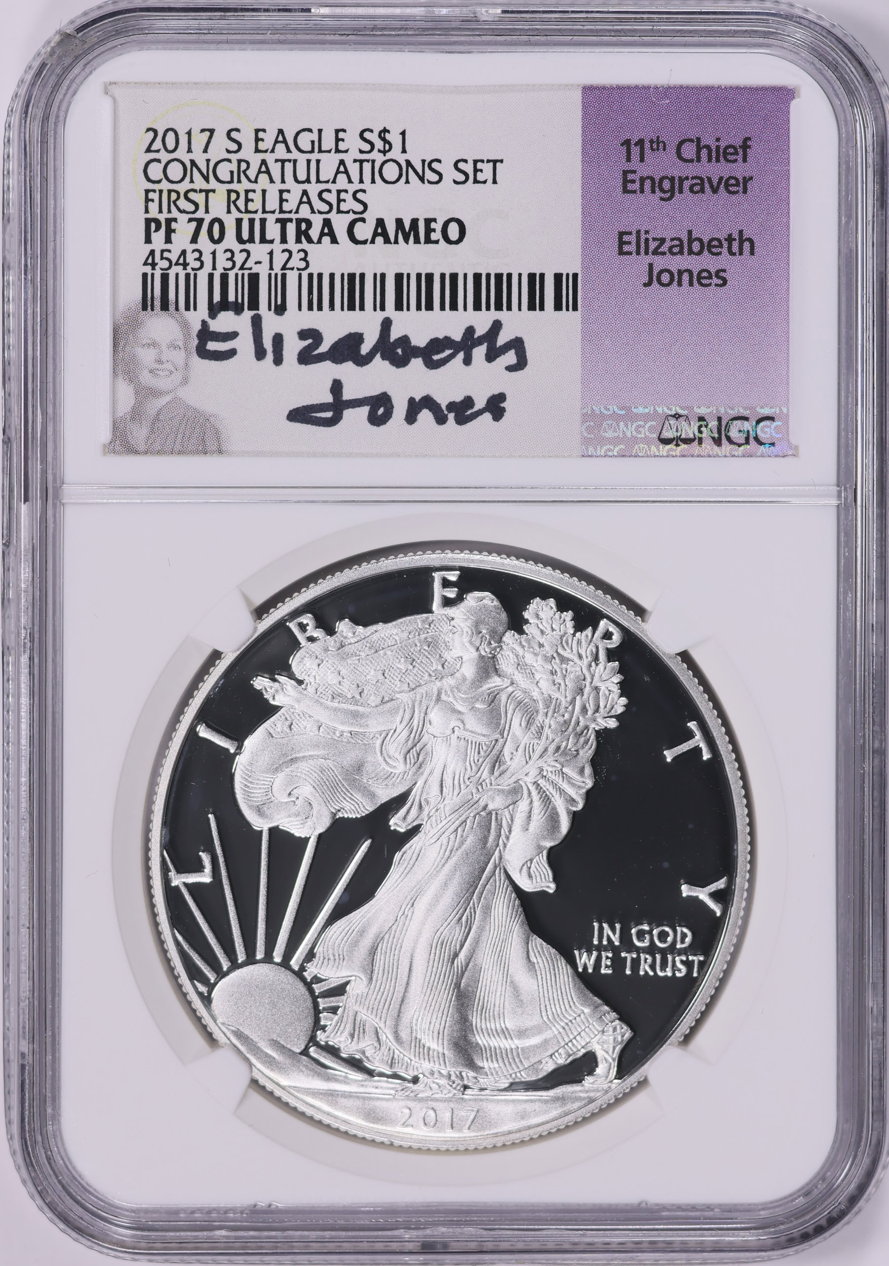 2017-S $1 Silver Eagle First Releases (From the Congratulations Set) NGC Proof-70 UC (Elizabeth ...