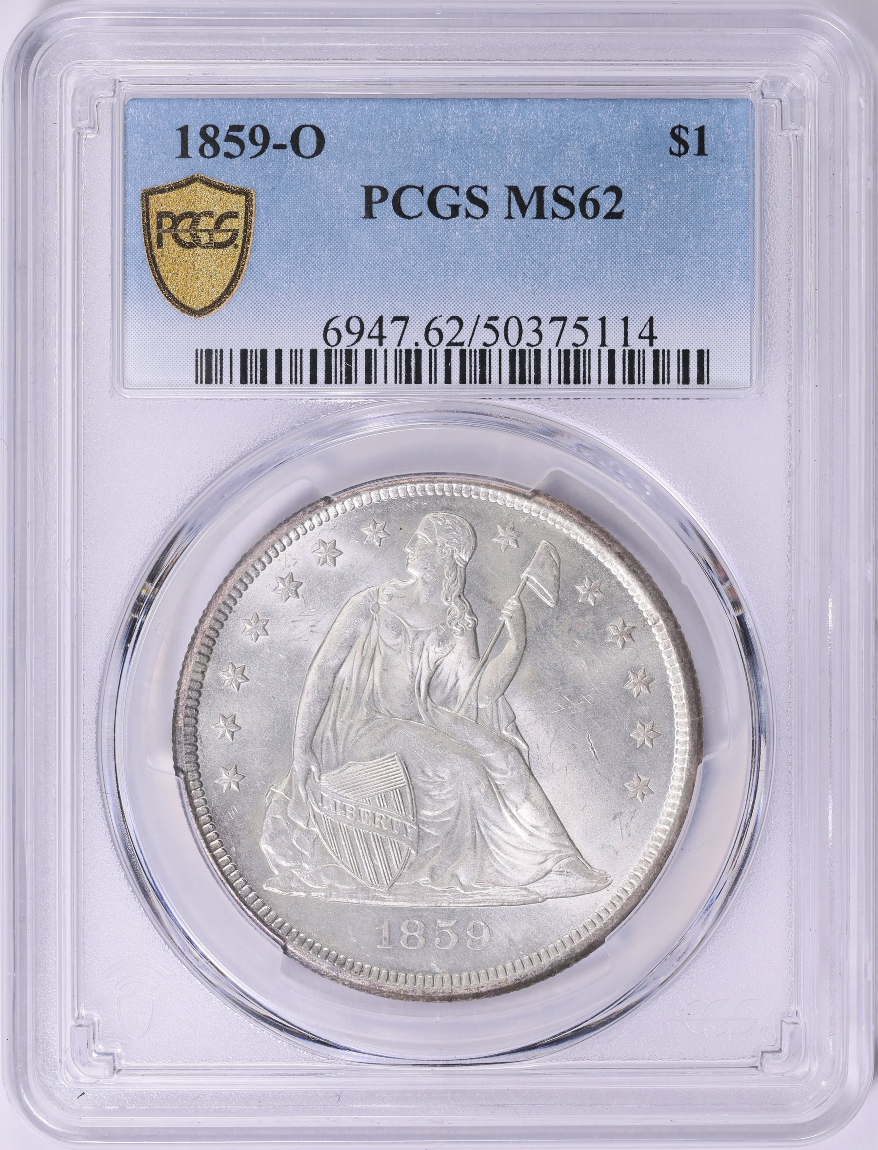 1859-O Seated Liberty Silver Dollar PCGS MS-62 (Item 1860394) | GreatCollections Coin Auctions