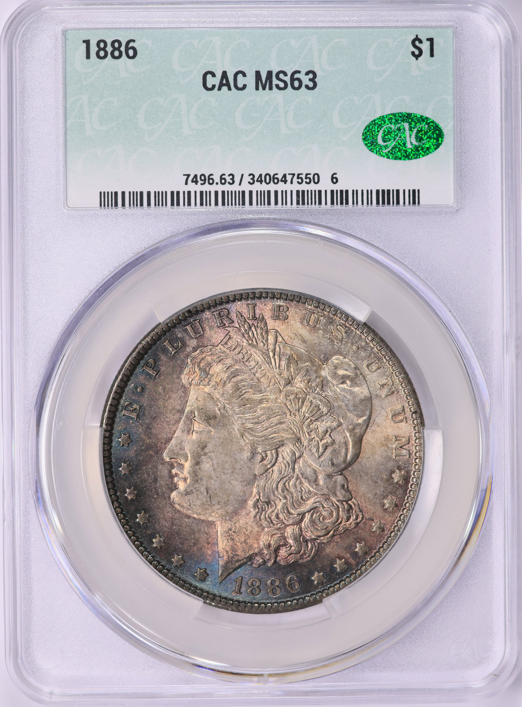 1886 Morgan Silver Dollar CACG MS-63 (Toned) (Item 1860409) | GreatCollections Coin Auctions
