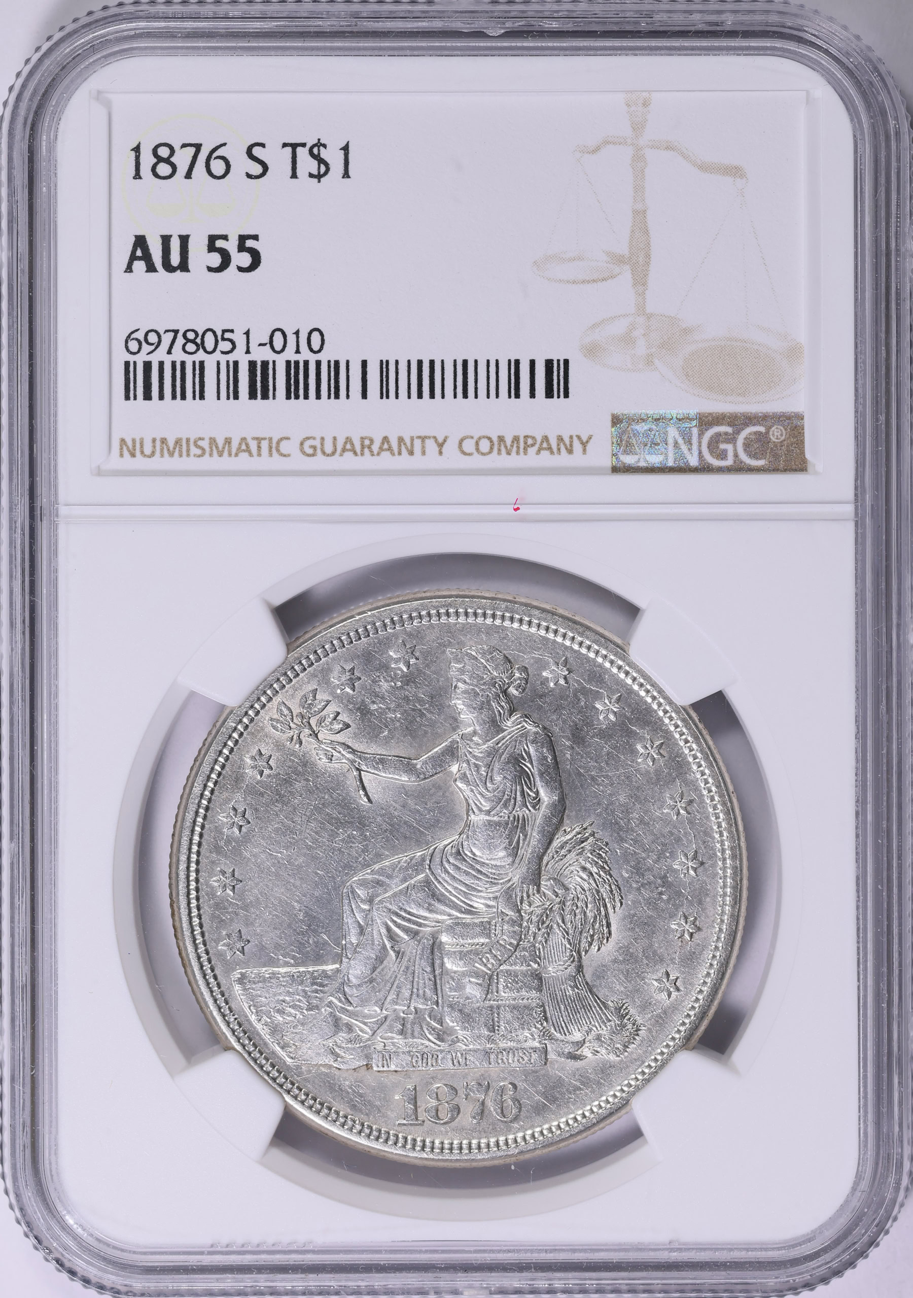 1876-S Trade Silver Dollar NGC AU-55 (Item 1860441) | GreatCollections Coin Auctions