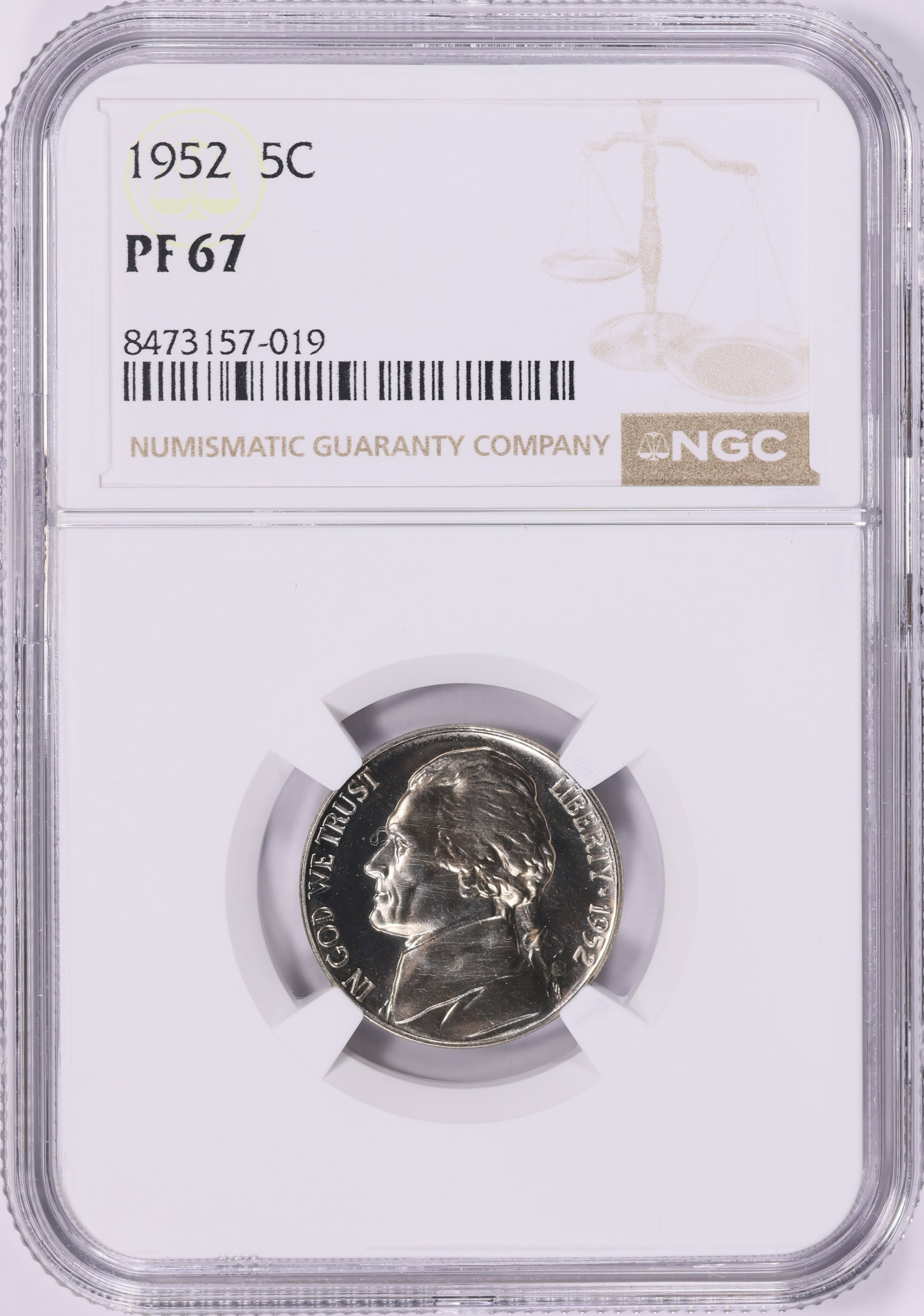 1952 Jefferson Nickel NGC Proof-67 (Item 1860485) | GreatCollections ...