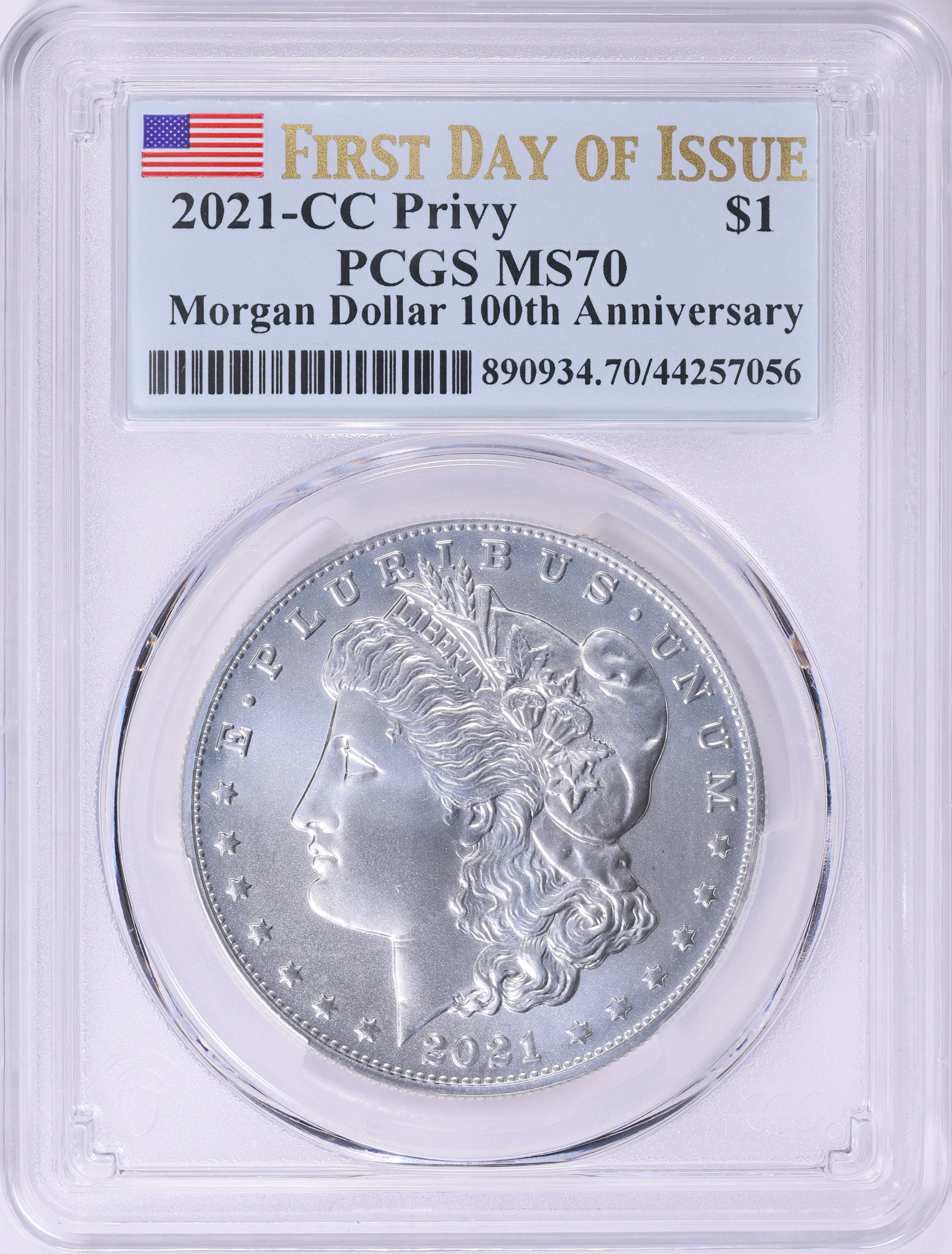 2021-CC Morgan Silver Dollar CC Privy 100th Anniversary First Day of ...