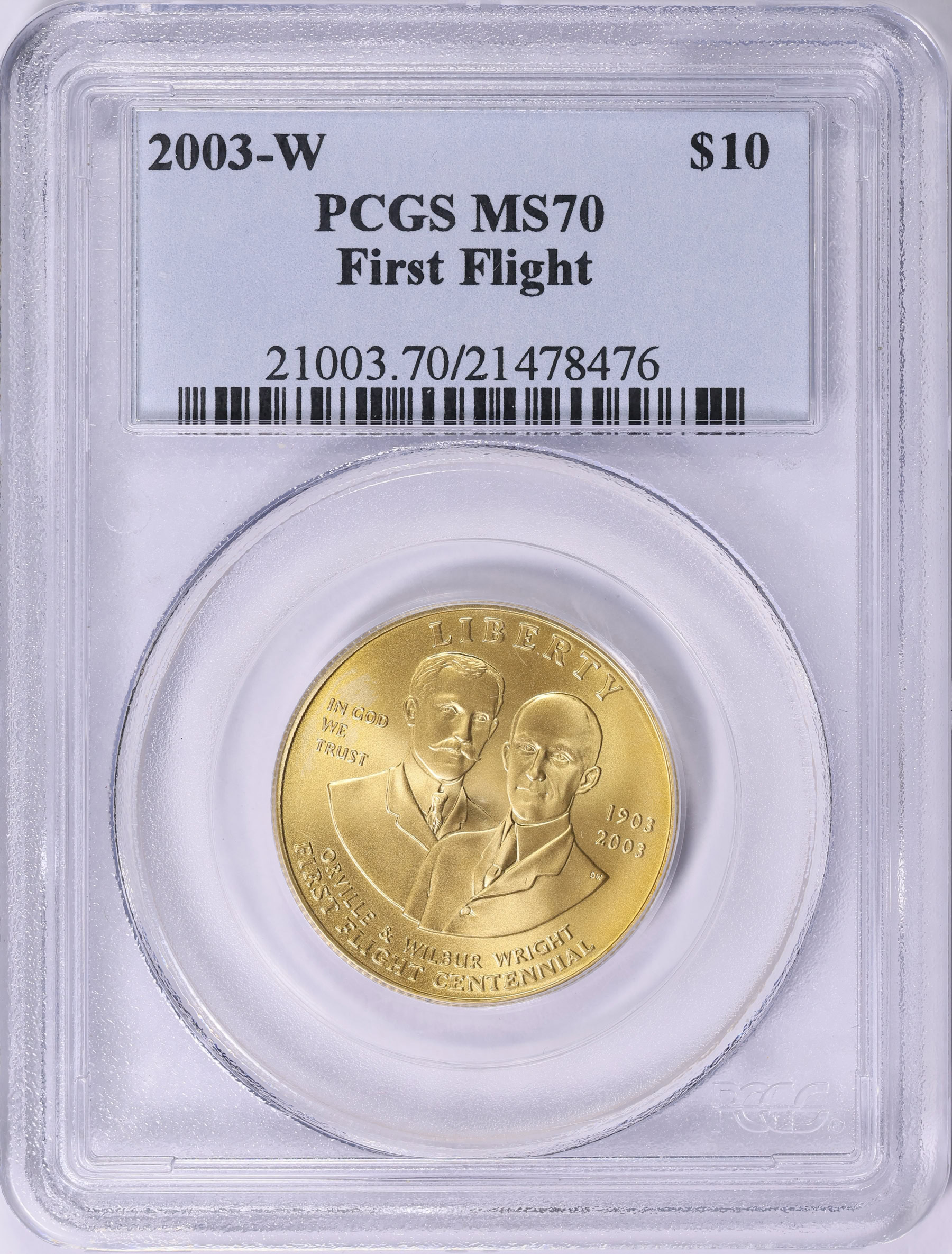 2003-W First Flight Centennial Gold $10 PCGS MS-70 (Item 1860525 ...