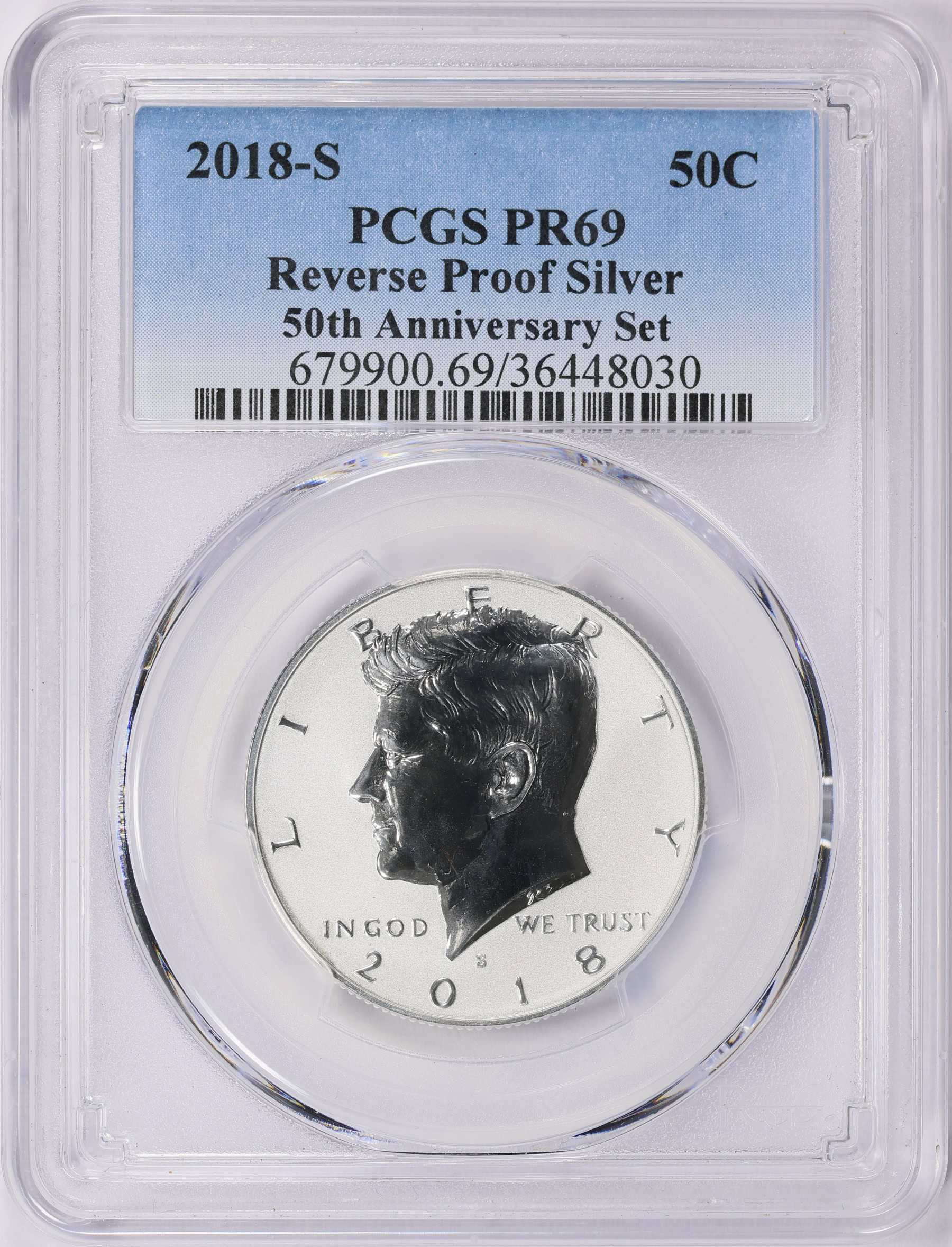 2018-S Kennedy Half Dollar Silver Reverse Proof (From the Reverse Proof 50th Anniversary Set ...