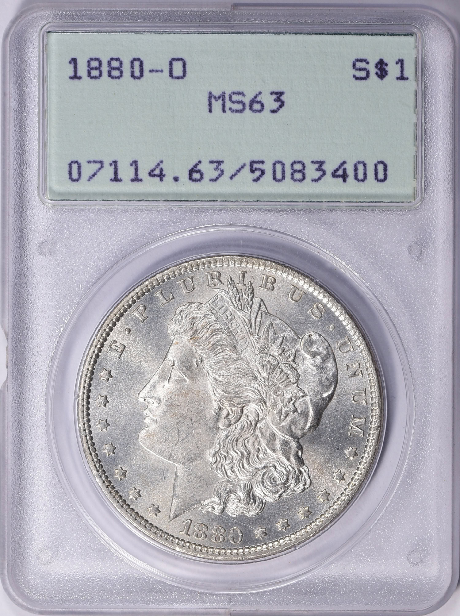 1880-O Morgan Silver Dollar PCGS MS-63 OGH (1st Gen) (Item 1860676) | GreatCollections Coin Auctions