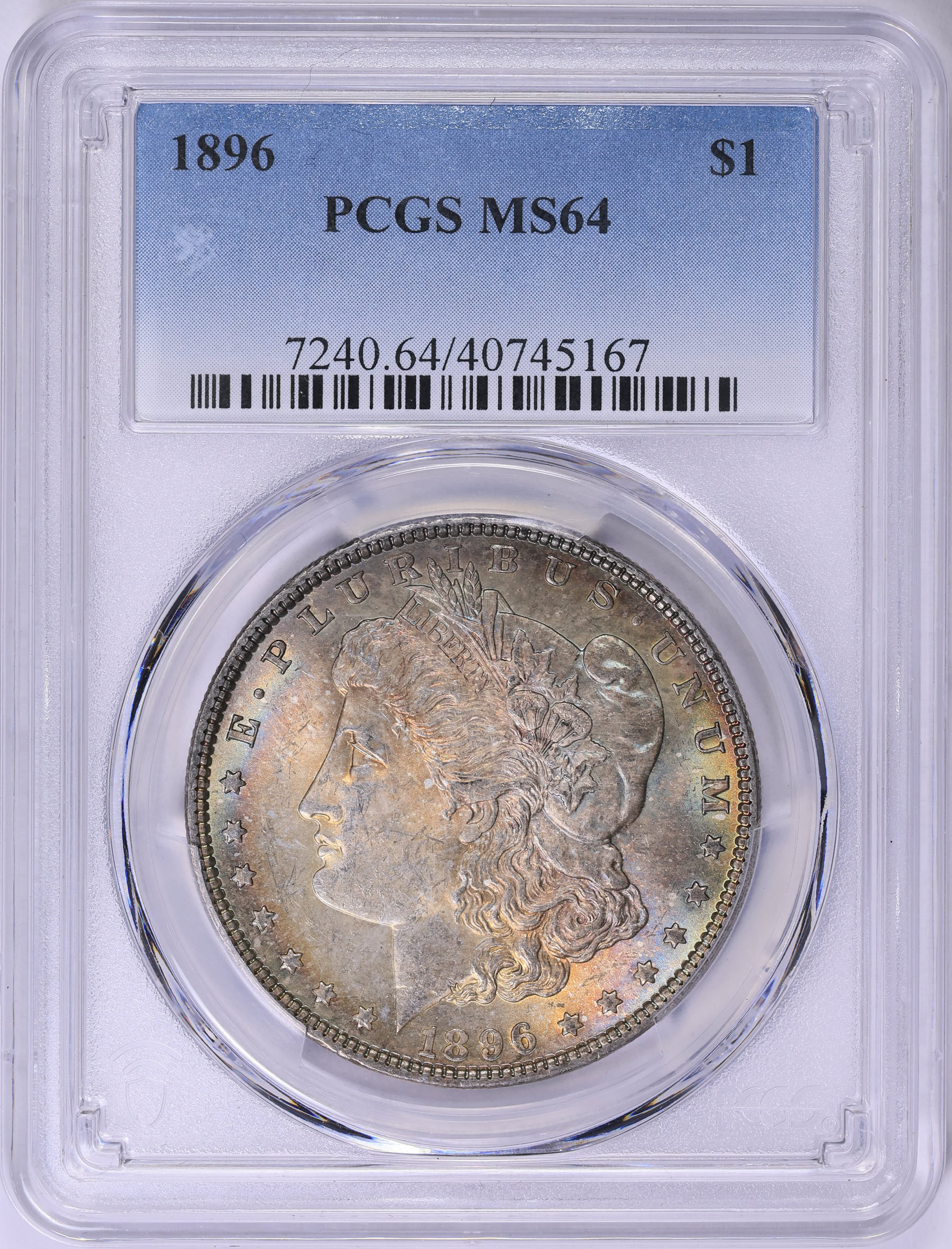 1896 Morgan Silver Dollar PCGS MS-64 (Toned) (Item 1860825) | GreatCollections Coin Auctions