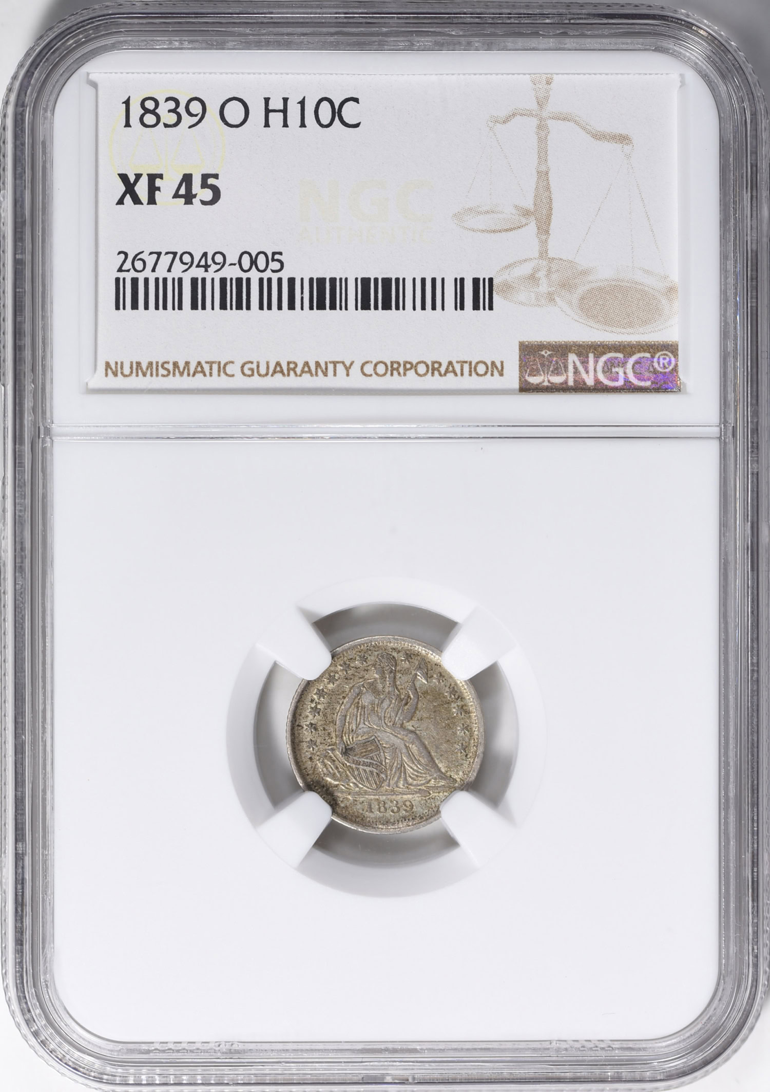 1839-O Seated Liberty Half Dime NGC XF-45 (Item 1860834) | GreatCollections Coin Auctions