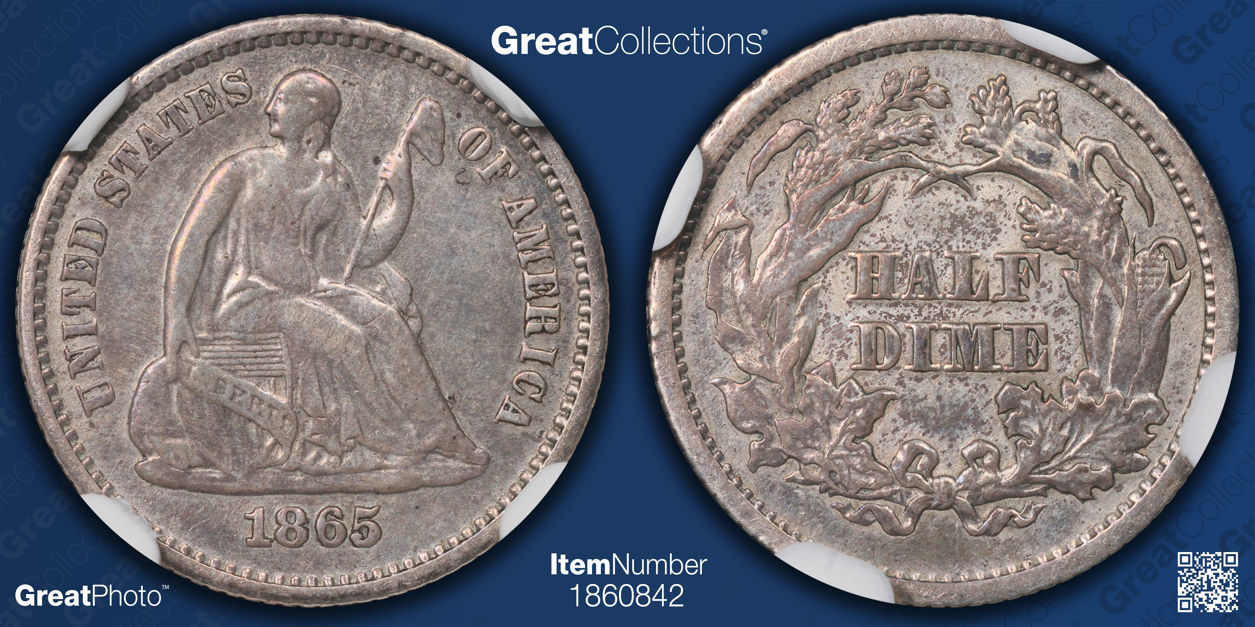 1865 Seated Liberty Half Dime NGC AU Details (John McCloskey Collection ...