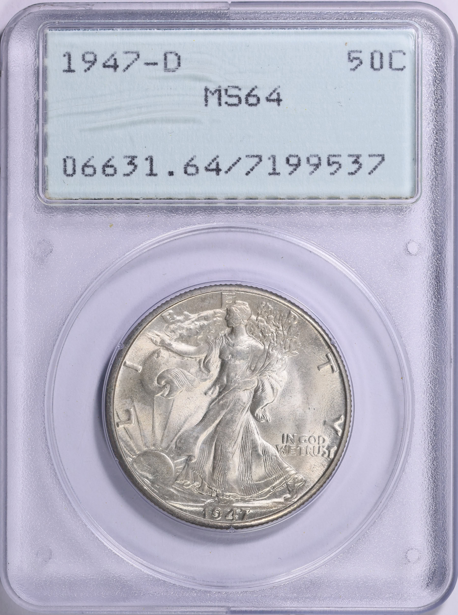 1947-D Walking Liberty Half Dollar PCGS MS-64 OGH (1st Gen) (Item 1860999) | GreatCollections ...