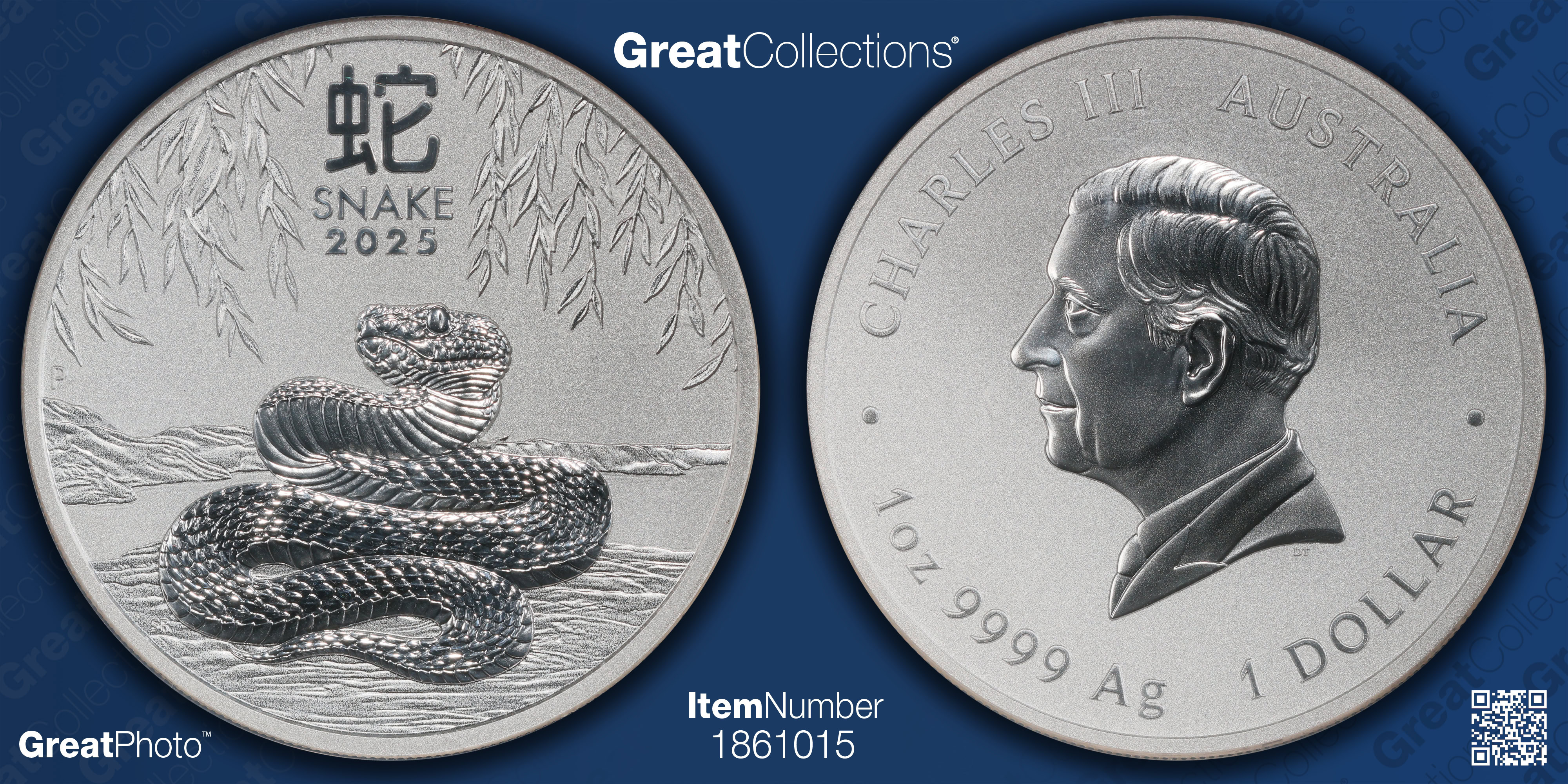 Australia 2025-P Silver Dollar Lunar Series, Year of the Snake KM-4811 ...