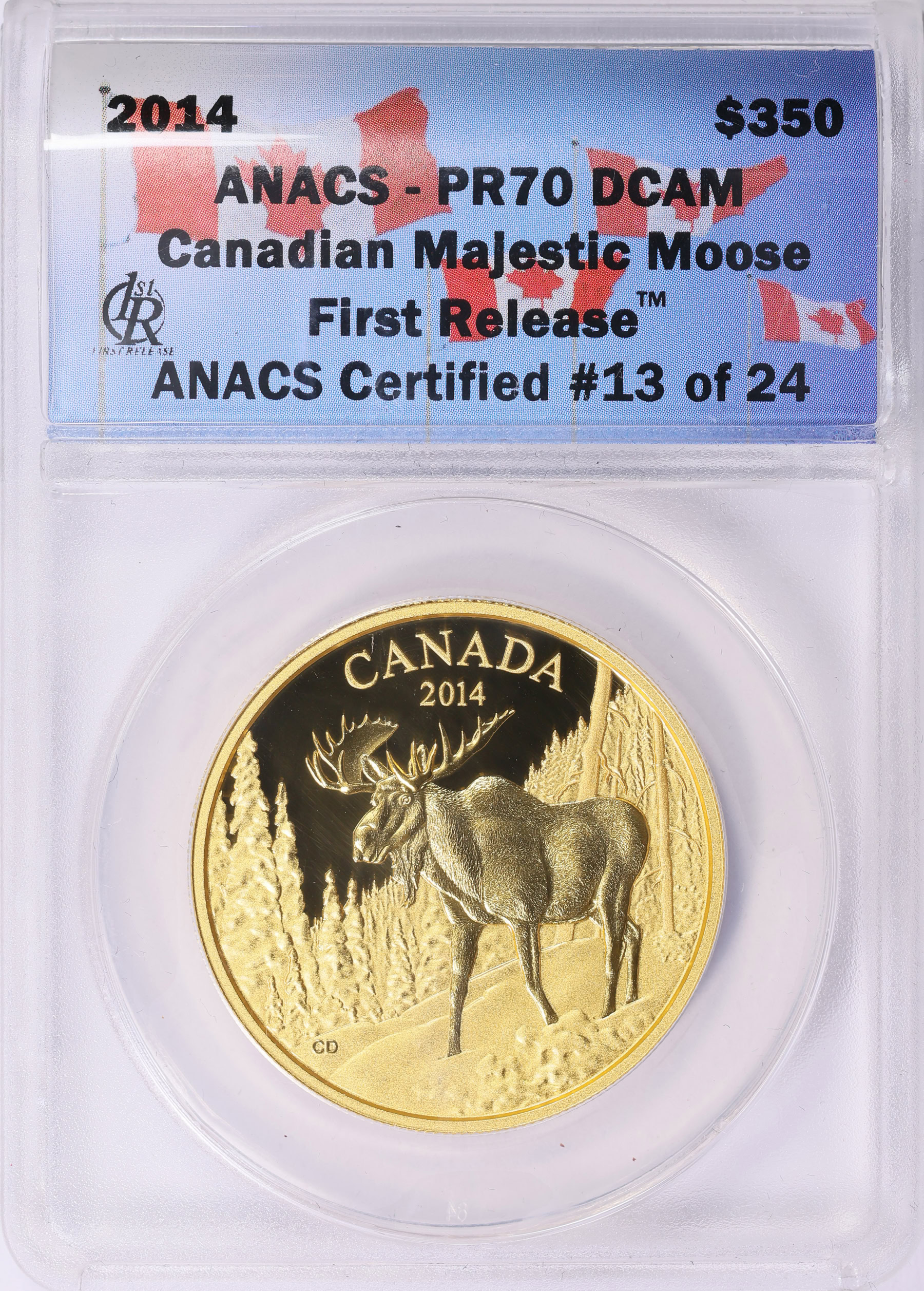 Canada 2014 Gold $350 The Majestic Moose KM-1795 First Releases ANACS ...