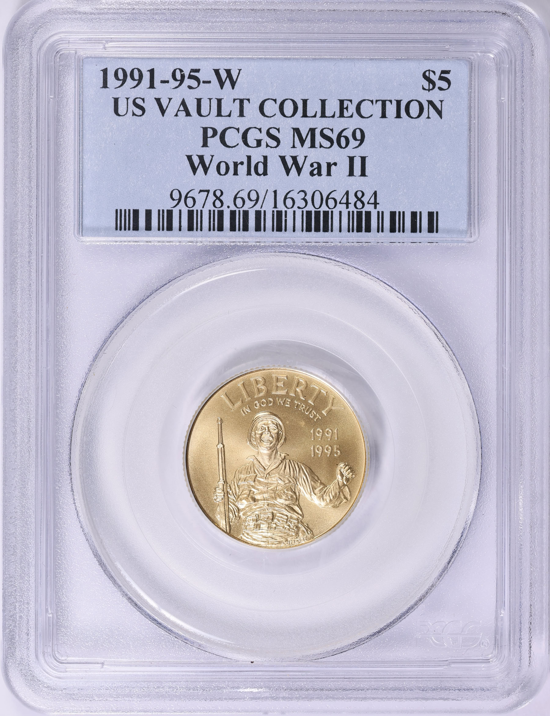 1991-95-W 50th Anniversary of World War II Gold $5 PCGS MS-69 (US Vault ...