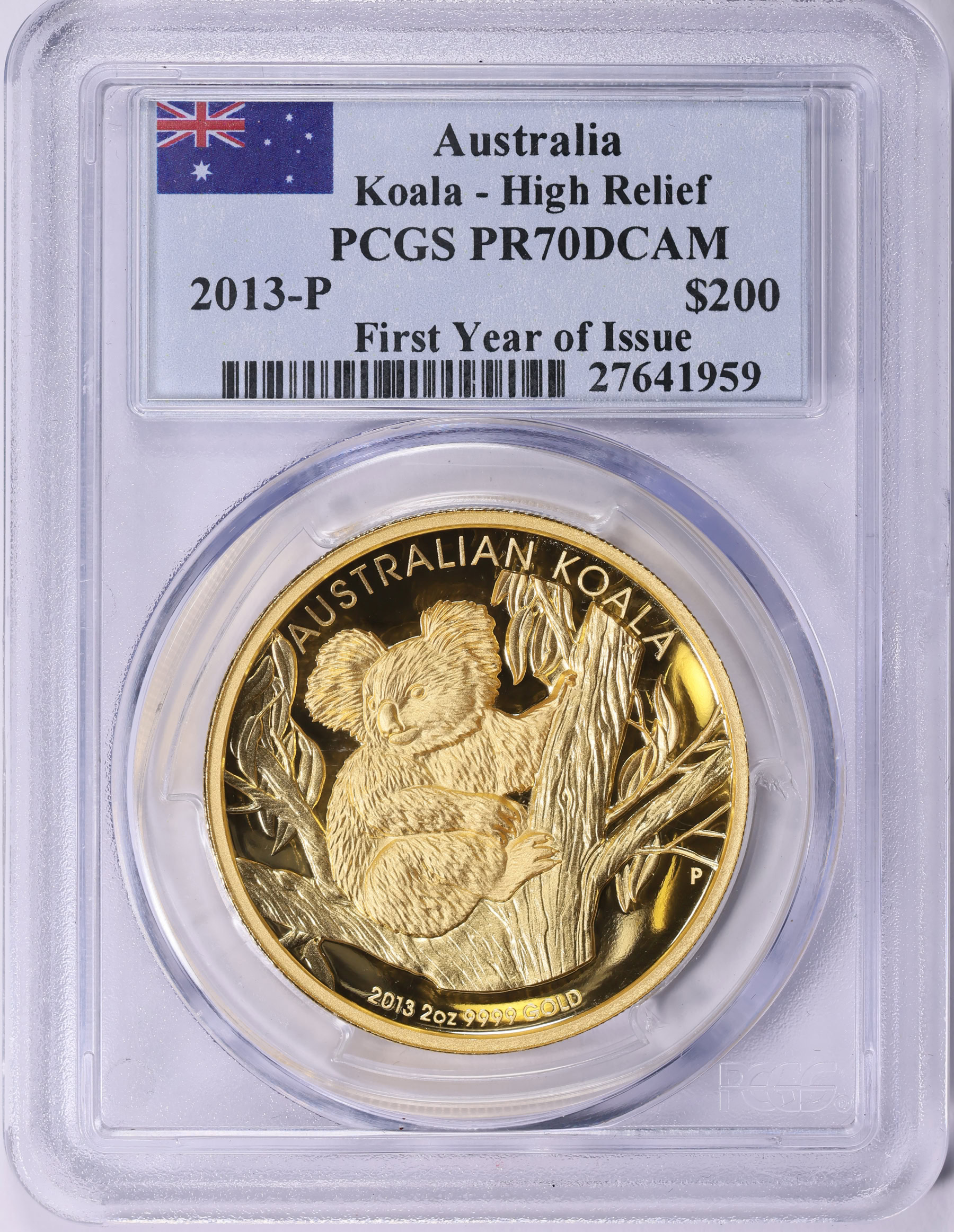 Australia 2013-P Gold $200 Koala - High Relief First Year of Issue KM ...