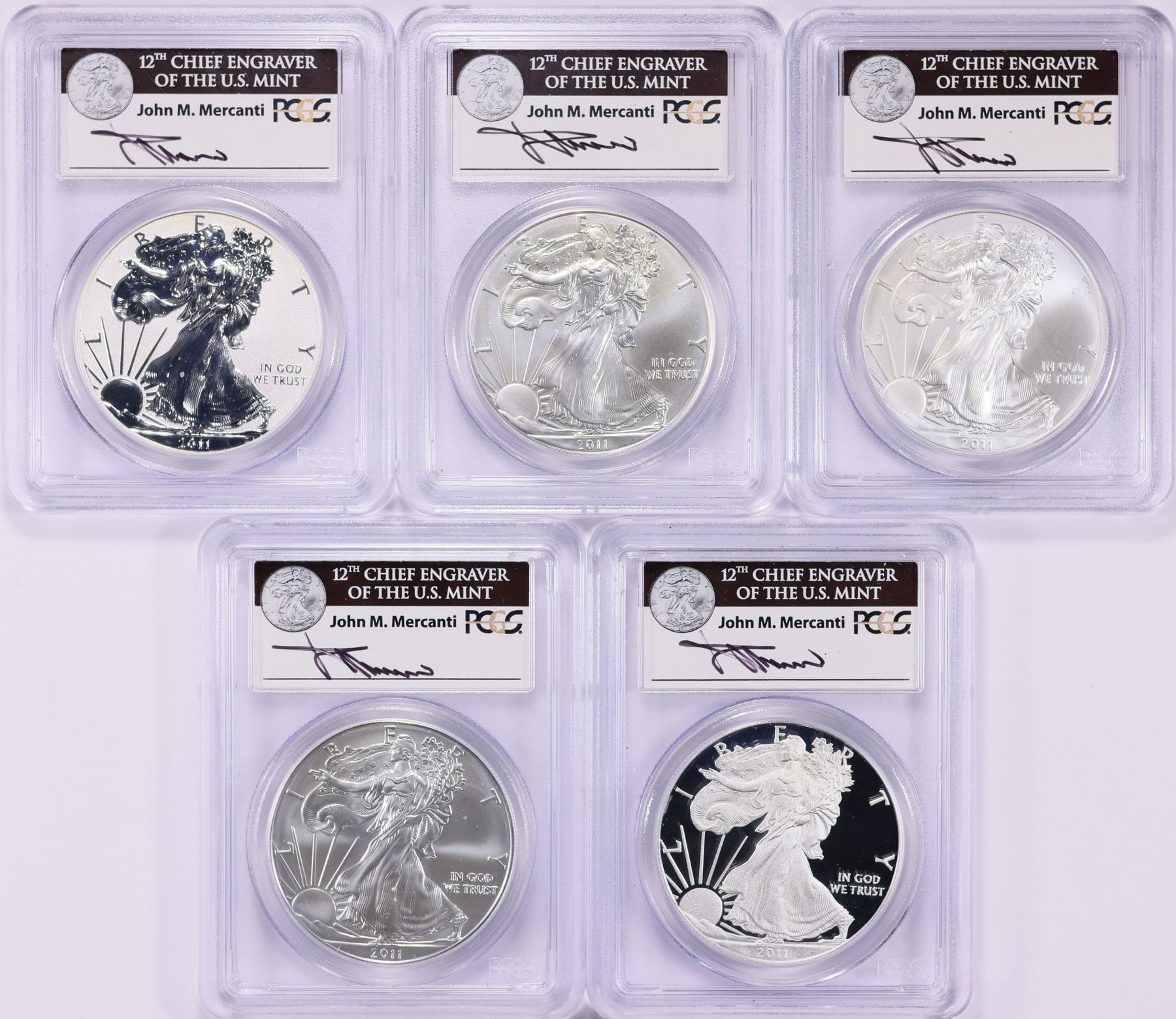 2011 25th Anniversary $1 Silver Eagle Set First Strike PCGS MS-69/Proof-69 (Mercanti Signed ...