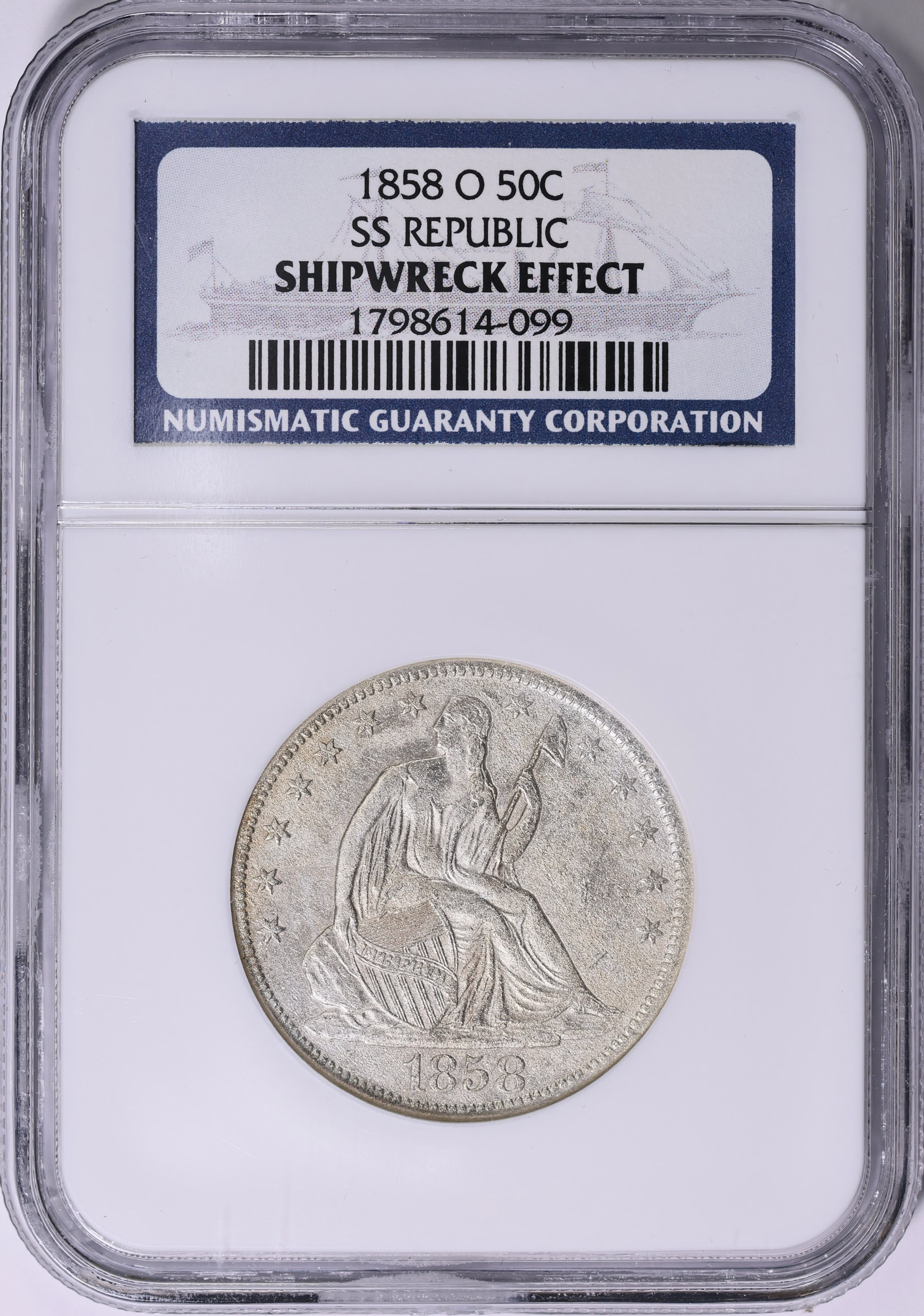 1858-O Seated Liberty Half Dollar Shipwreck S.S. Republic NGC Certified (Item 1861320 ...