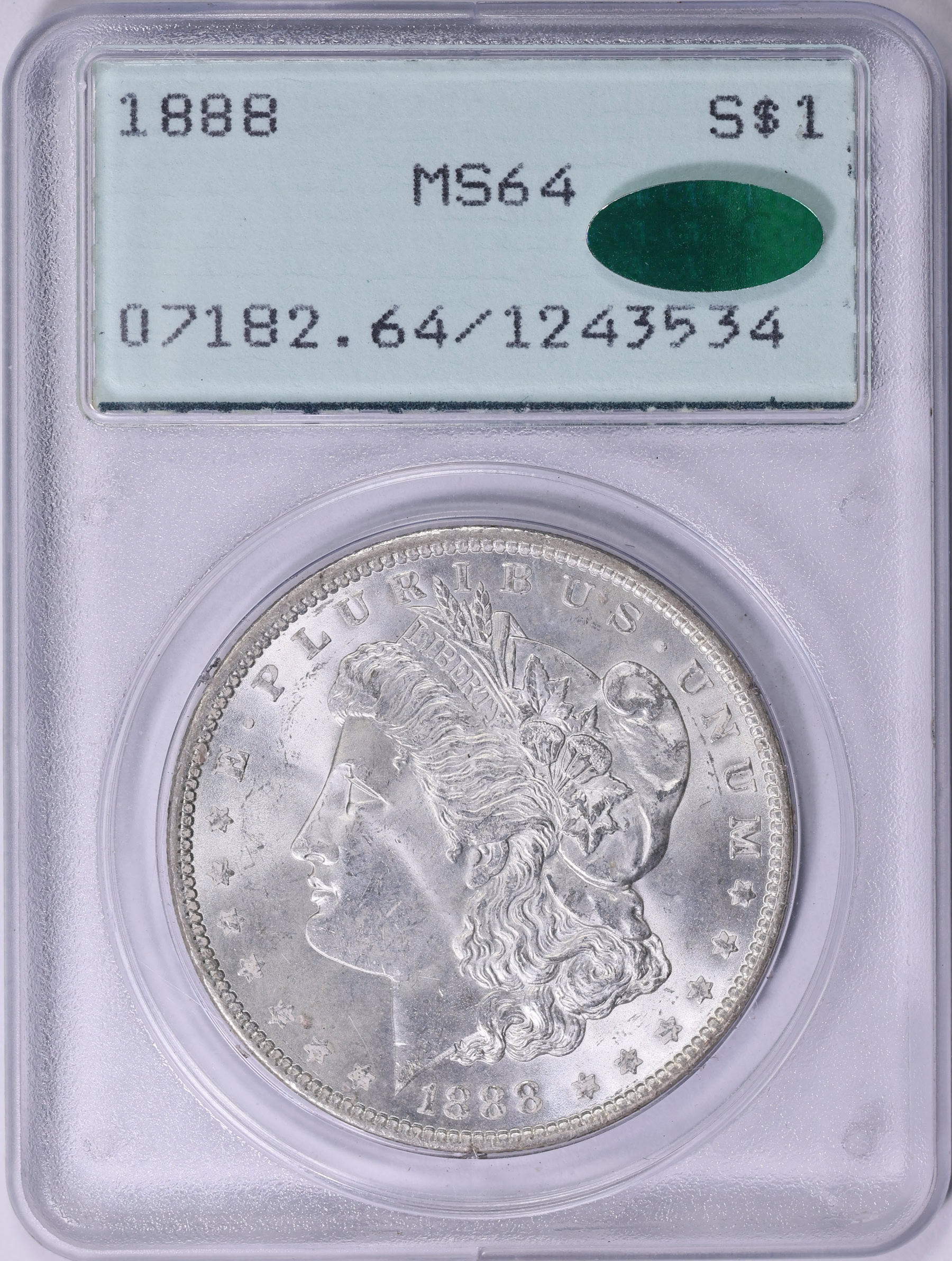 1888 Morgan Silver Dollar PCGS MS-64 (CAC Green) OGH (1st Gen) (Item 1861414) | GreatCollections ...