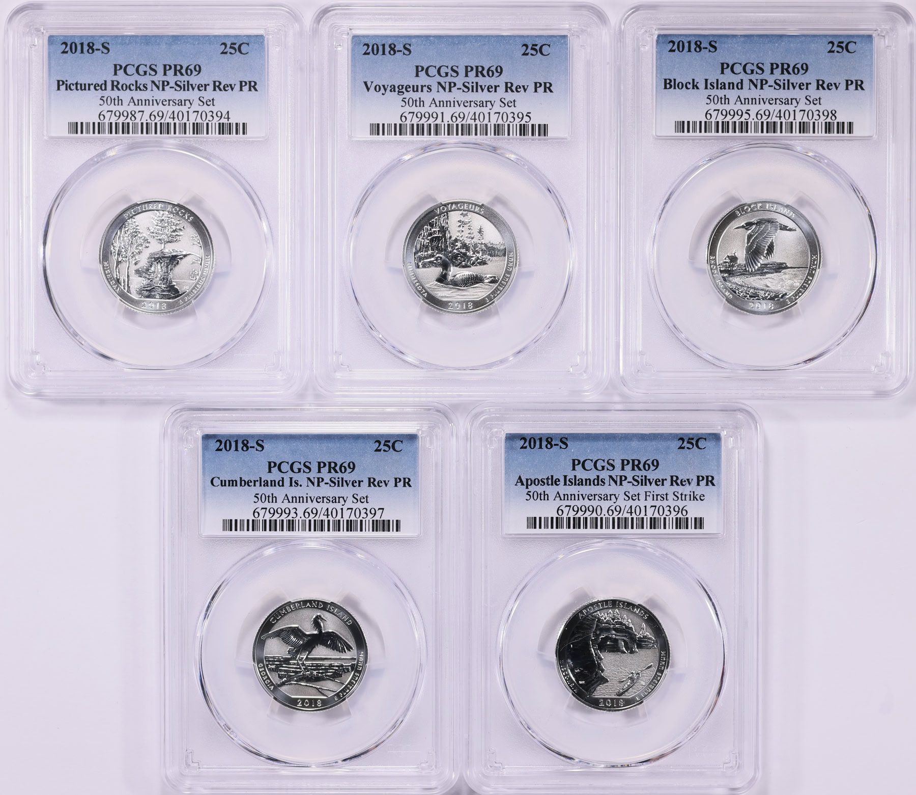 2018-S America the Beautiful Quarter Set Silver Reverse Proof (From the ...