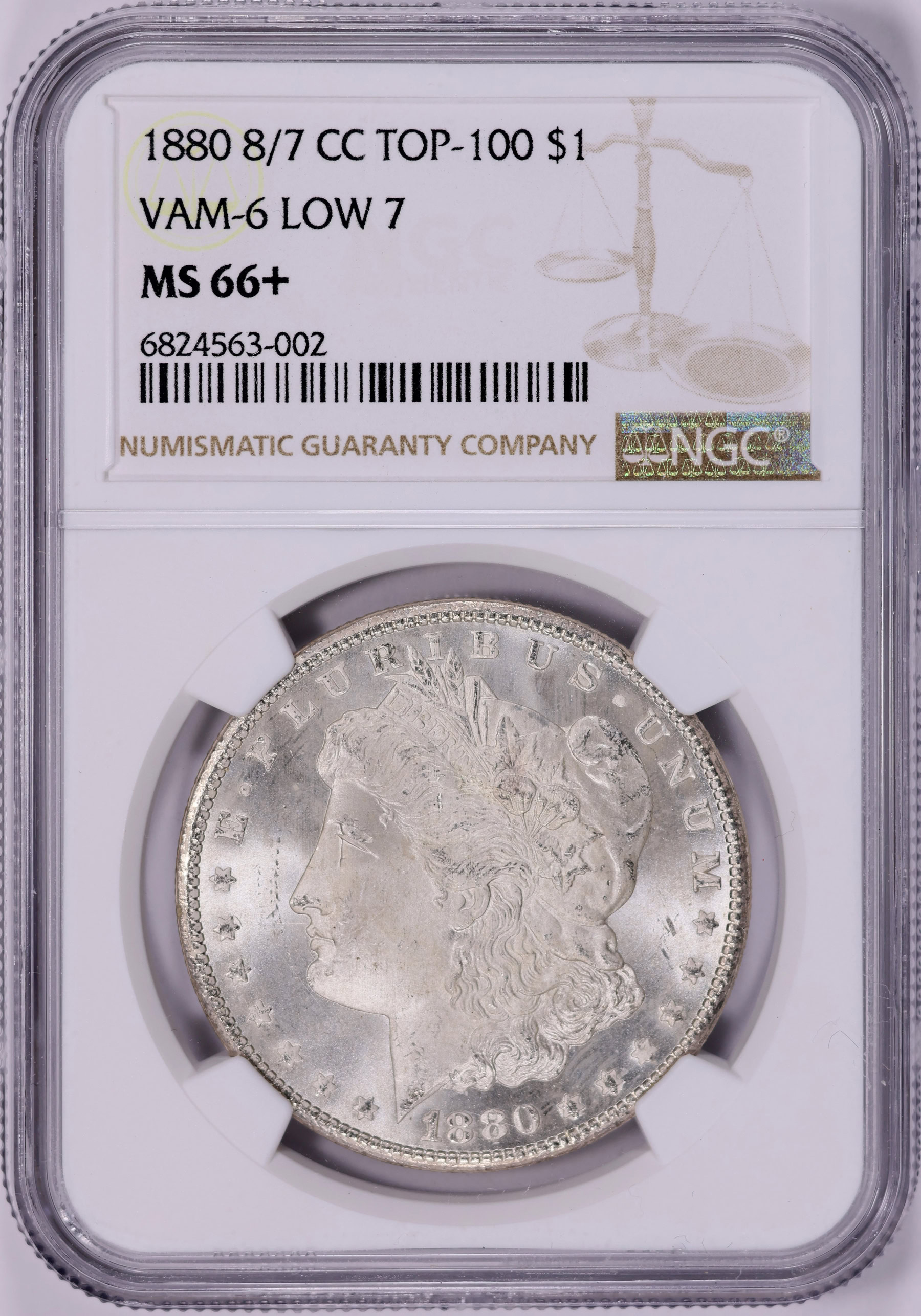 1880-CC Morgan Silver Dollar 8/7 Low 7 VAM-6 Top 100 NGC MS-66+ (Item 1861515 ...