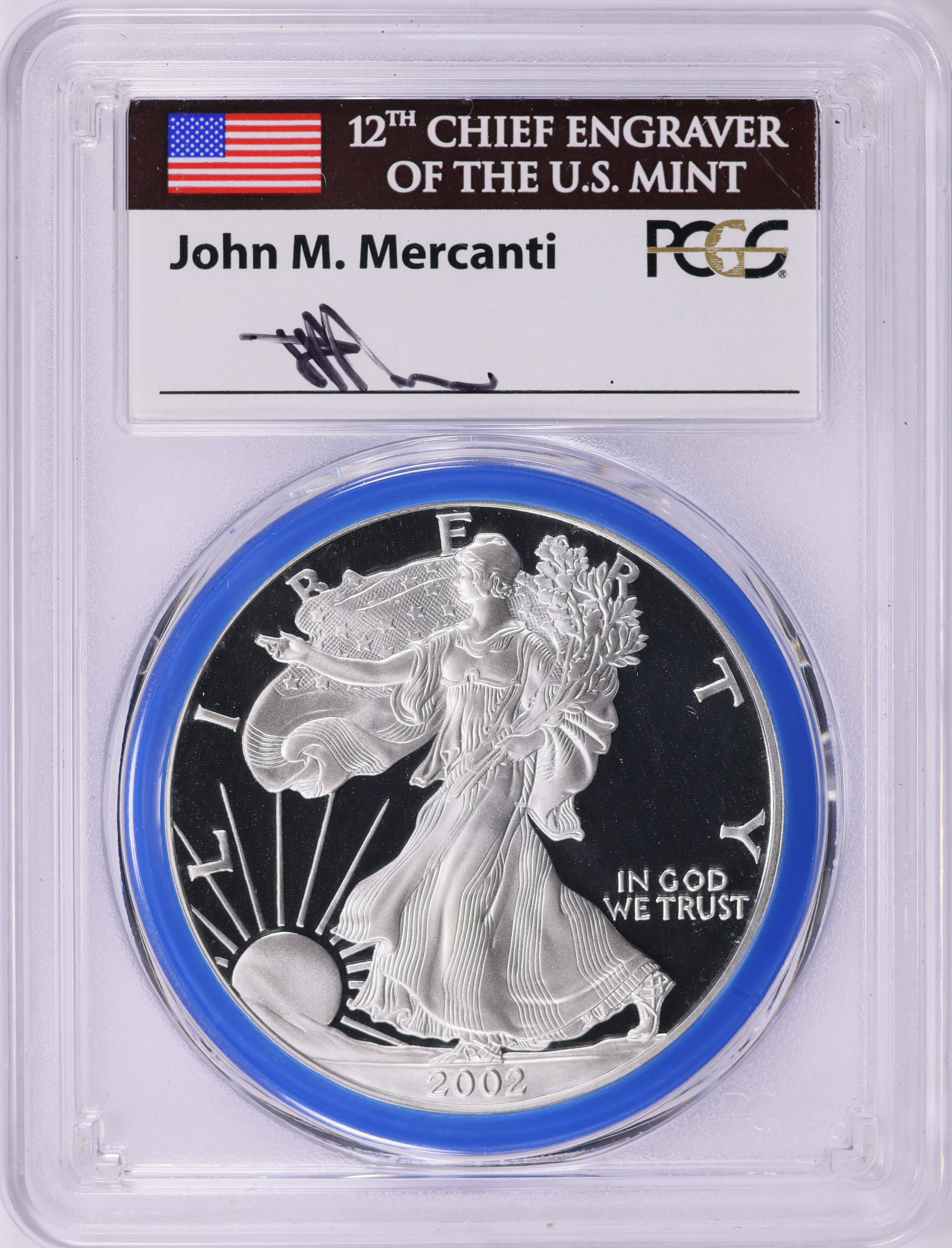 2002-W $1 Silver Eagle Mint Engraver Series PCGS Proof-70 DCAM ...