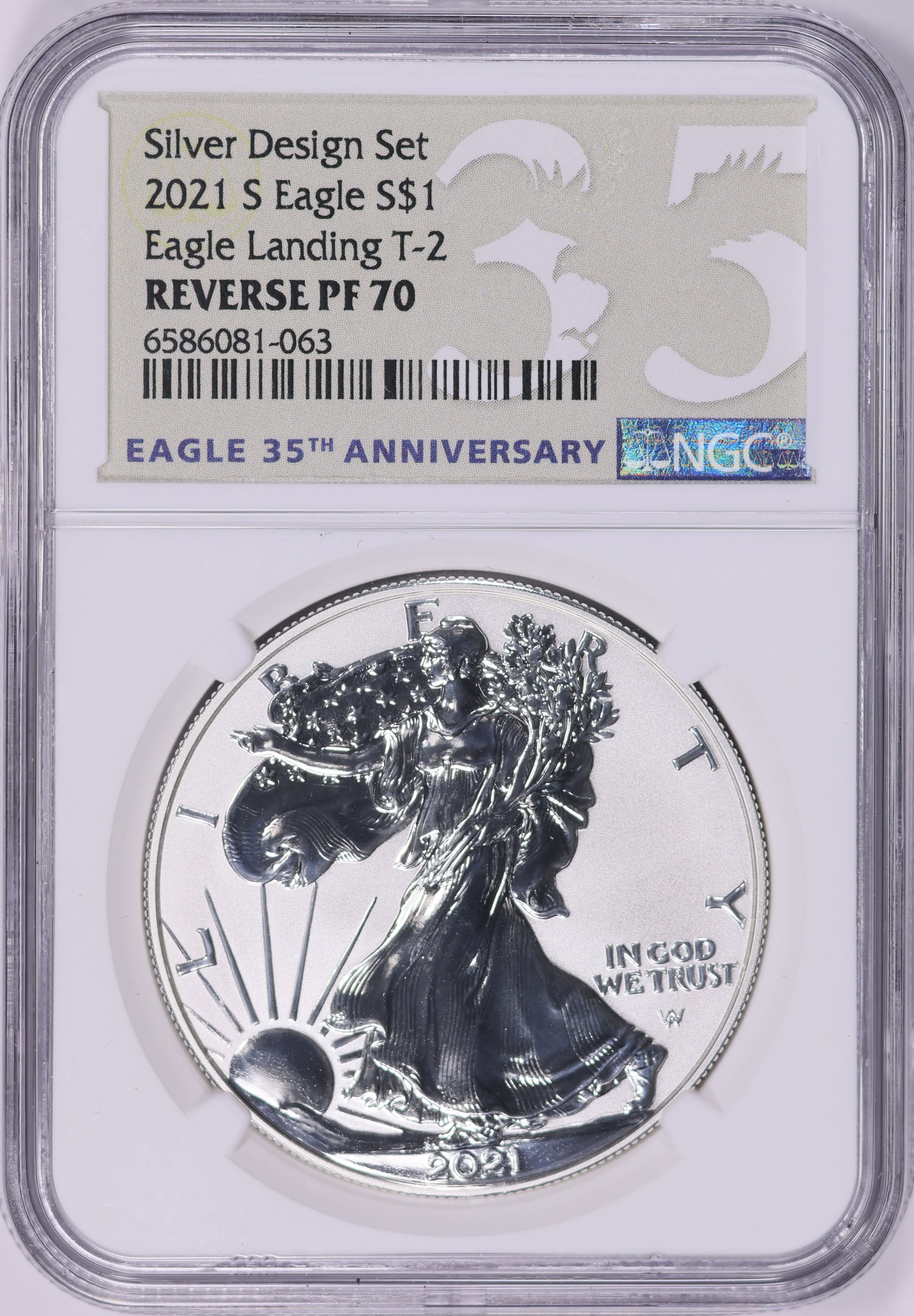 2021-S $1 Silver Eagle Reverse Proof Type 2 Designer Edition NGC Proof-70 (Item 1861663 ...