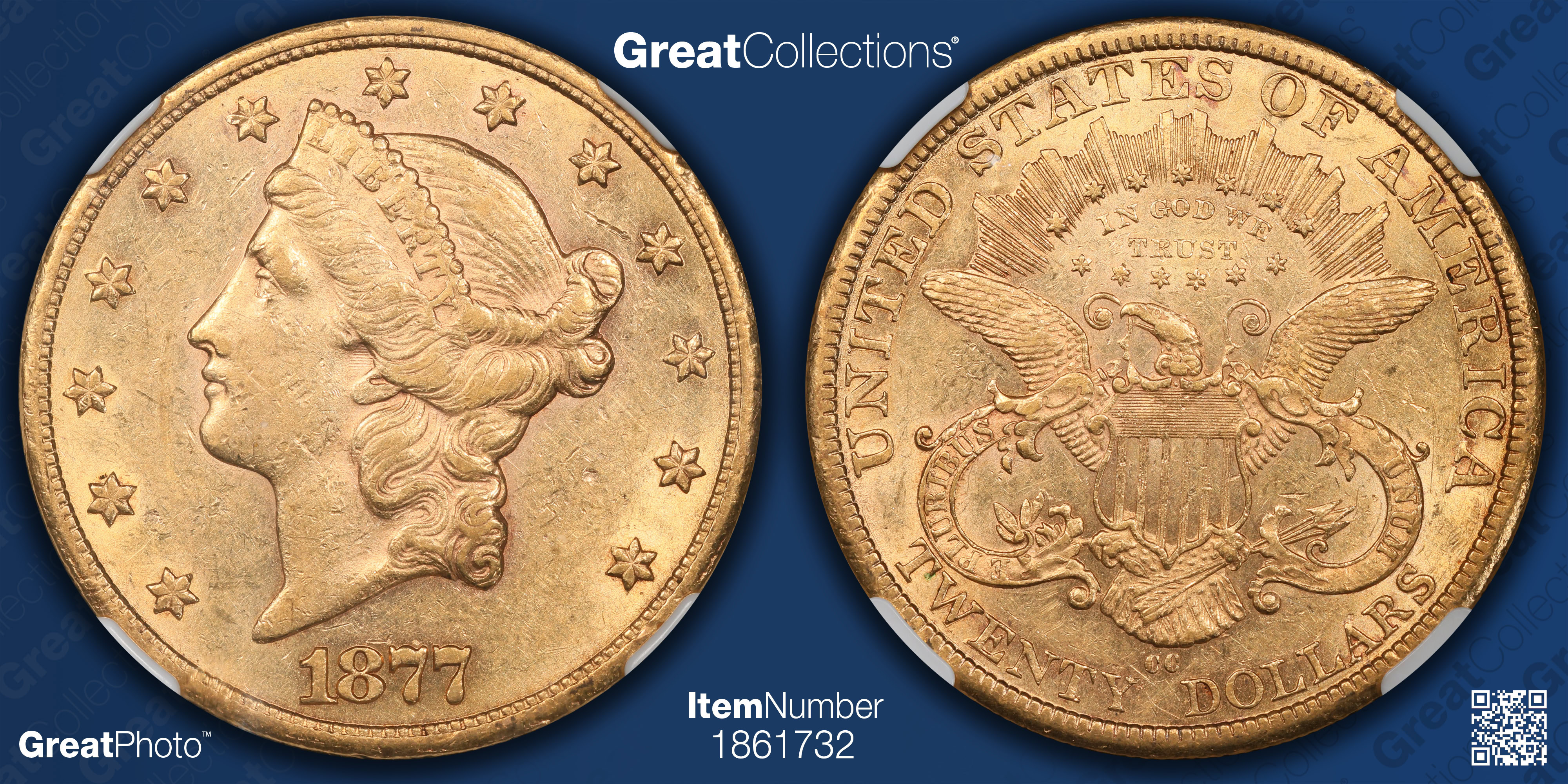 1877-CC Liberty Gold Double Eagle NGC AU-55 (Item 1861732 ...