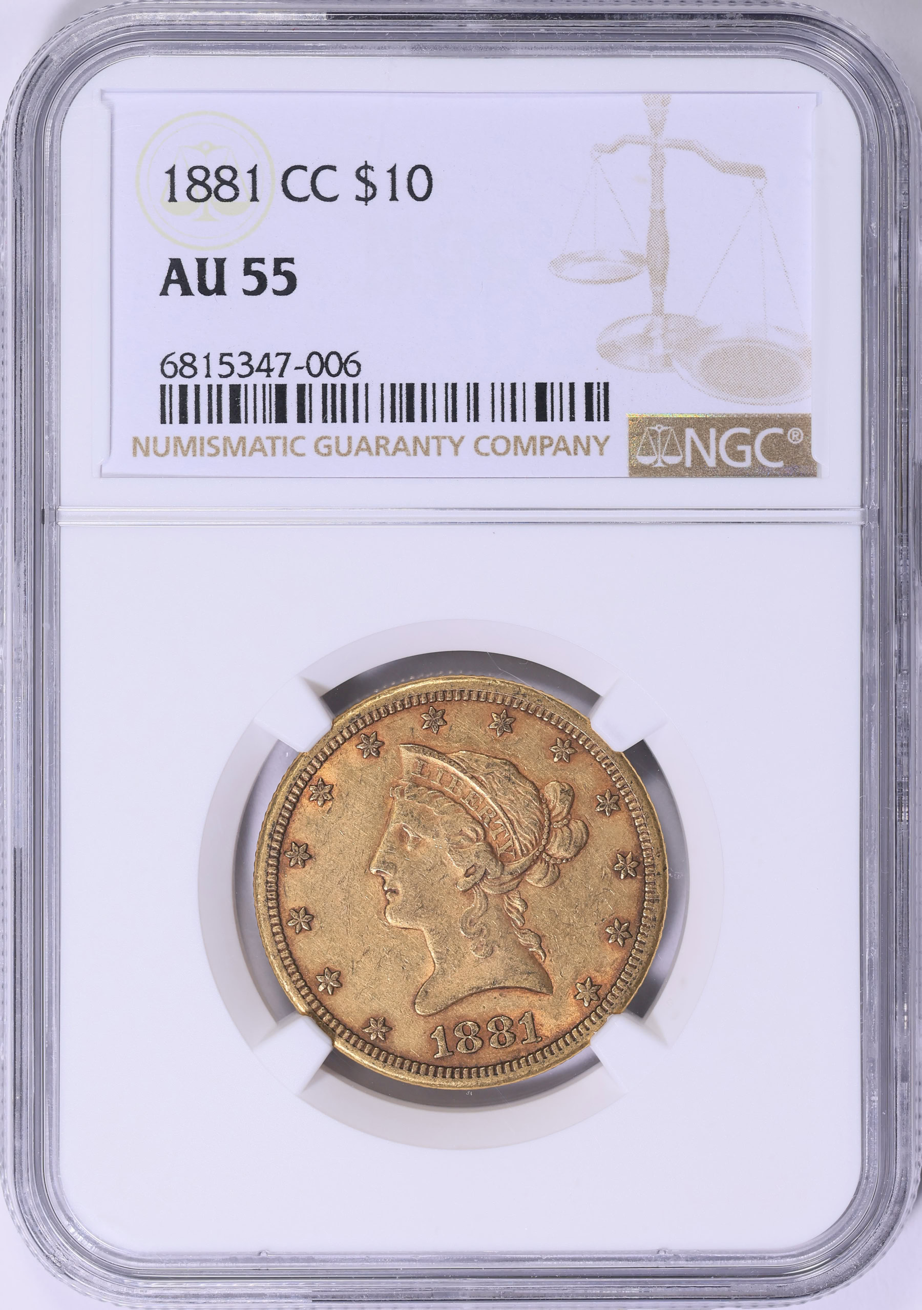 1881-CC Liberty Gold Eagle NGC AU-55 (Item 1861734) | GreatCollections ...