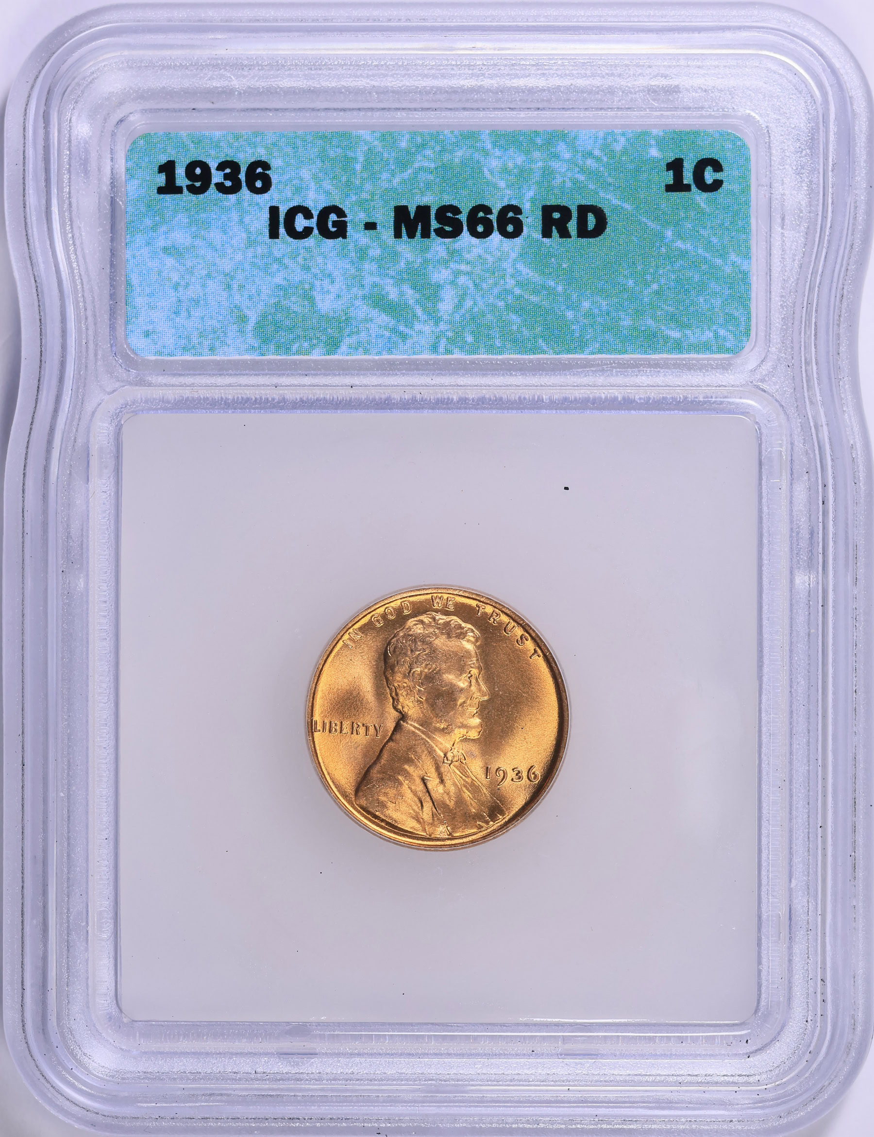 1936 Lincoln Cent ICG MS-66 RD (Item 1861753) | GreatCollections Coin Auctions