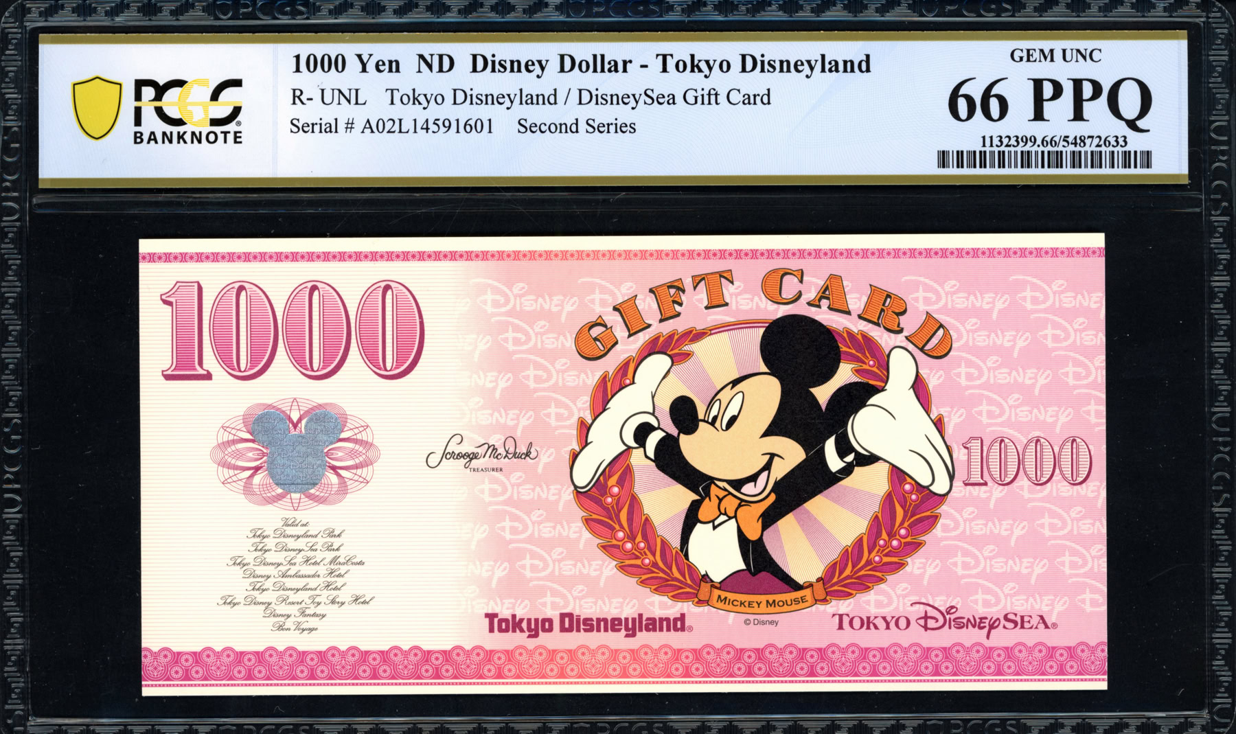 Second Series Tokyo Disneyland / DisneySea 1,000 Yen Disney Dollar Gift ...