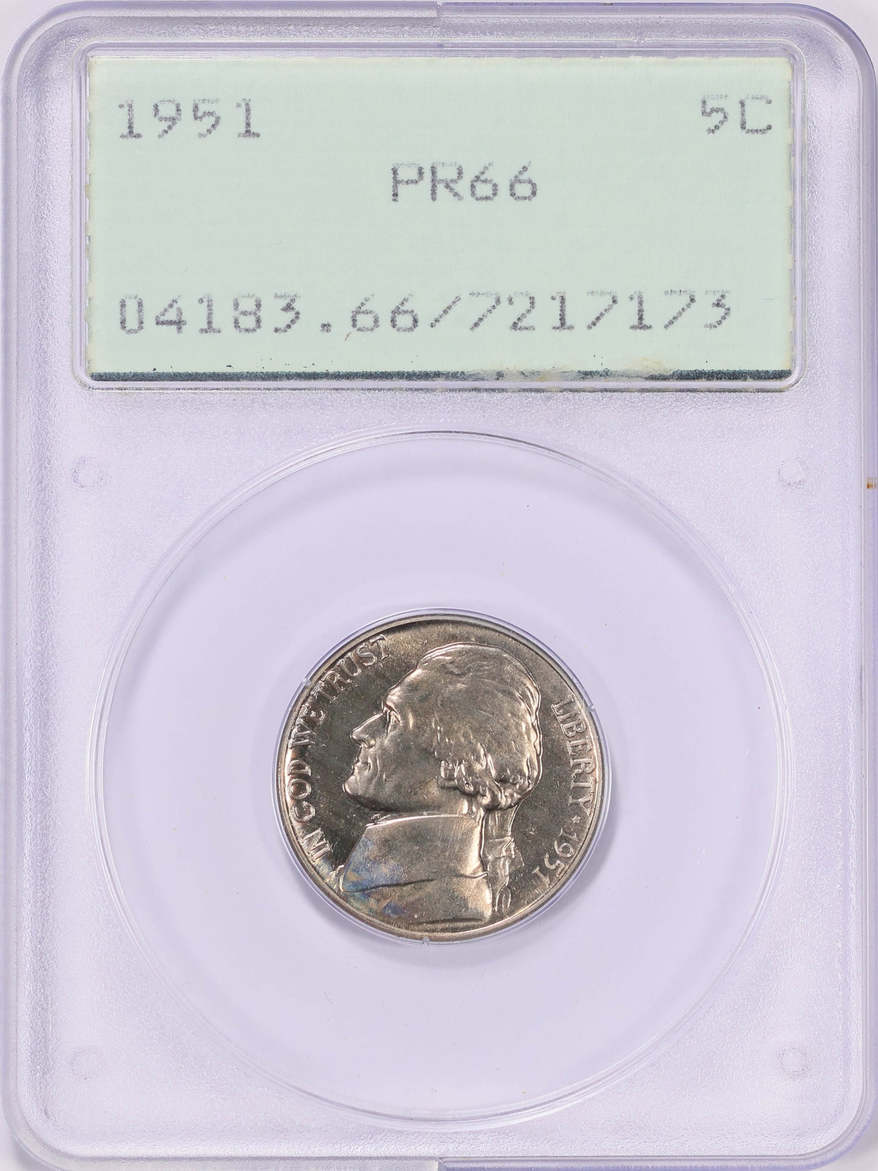 1951 Jefferson Nickel PCGS Proof-66 OGH (1st Gen) (Item 1861781) | GreatCollections Coin Auctions