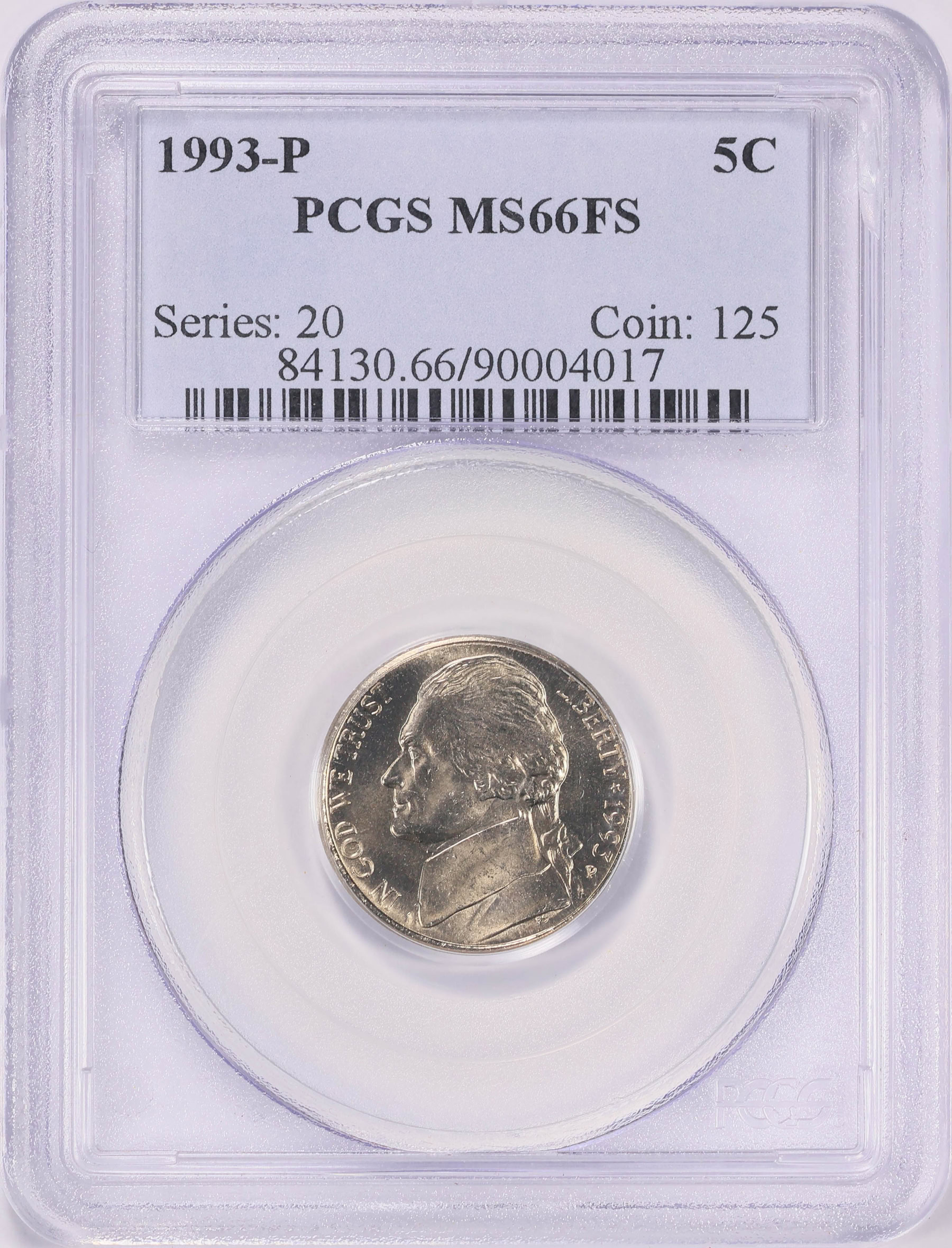 1993-P Jefferson Nickel PCGS MS-66 FS (Item 1861783) | GreatCollections ...