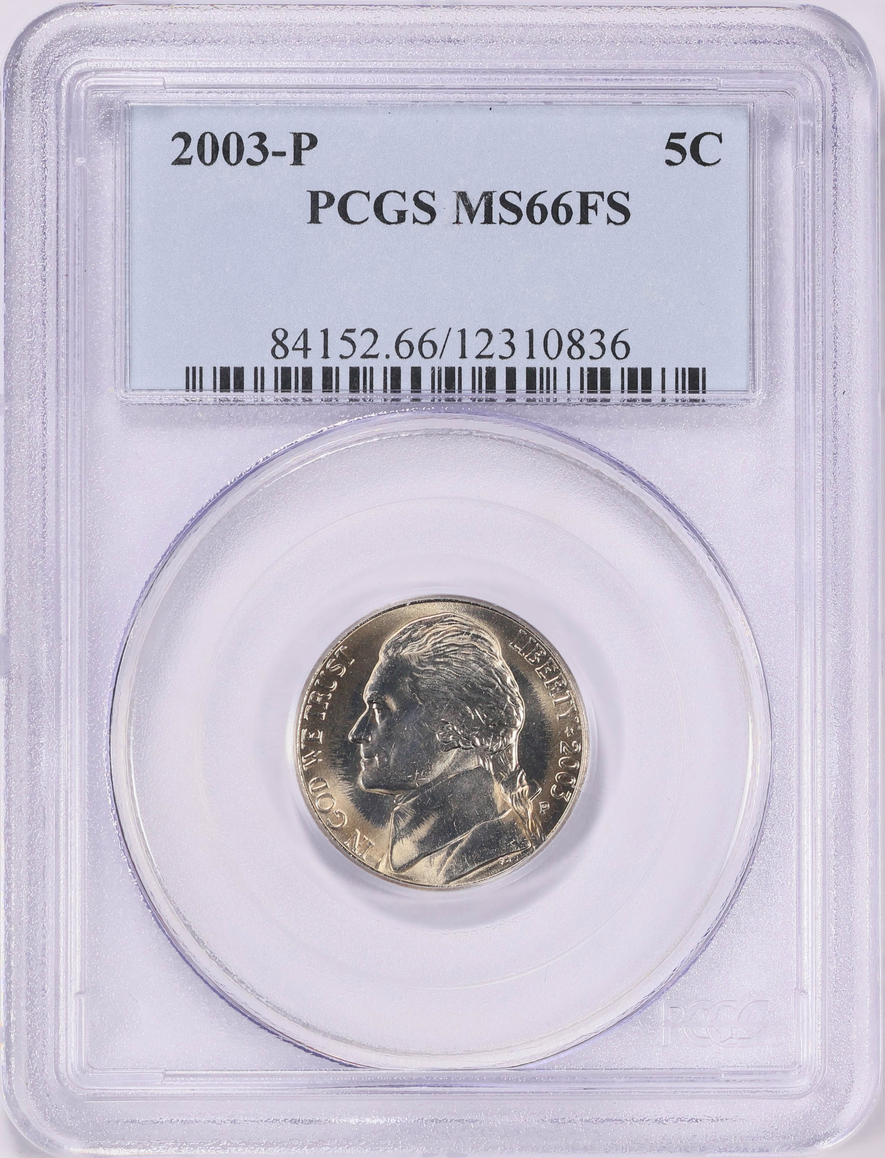 2003-P Jefferson Nickel PCGS MS-66 FS (Item 1861798) | GreatCollections ...