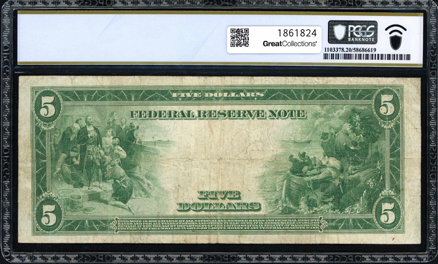 Fr. 847a 1914 $5 Boston Federal Reserve Note White / Mellon PCGS ...