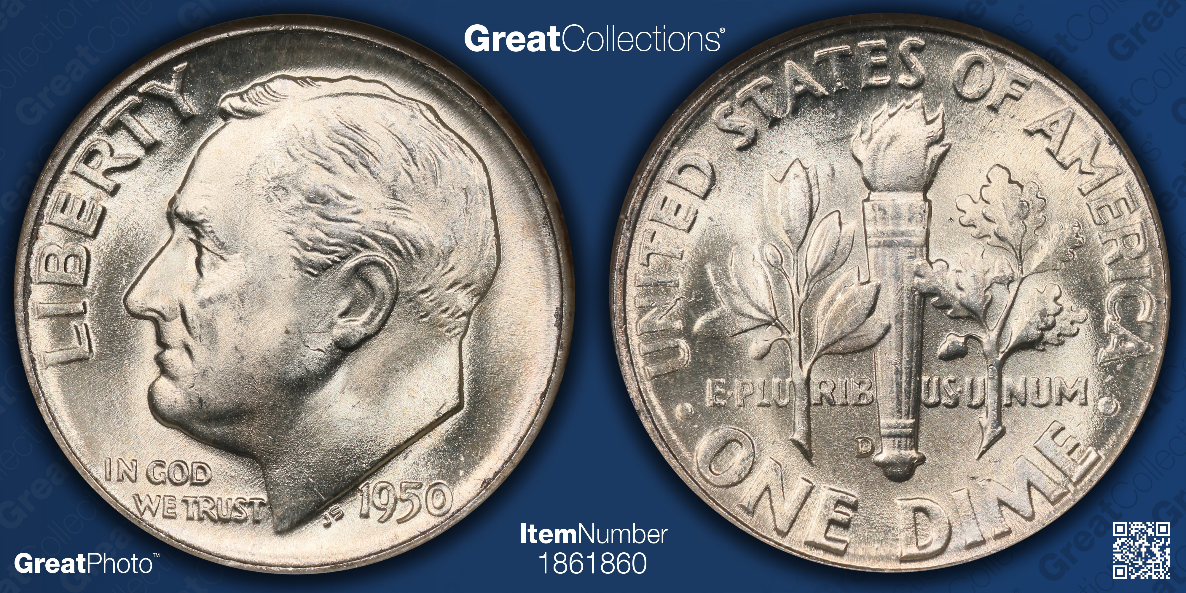 1950-D Roosevelt Dime NGC MS-67 FT (Item 1861860) | GreatCollections ...