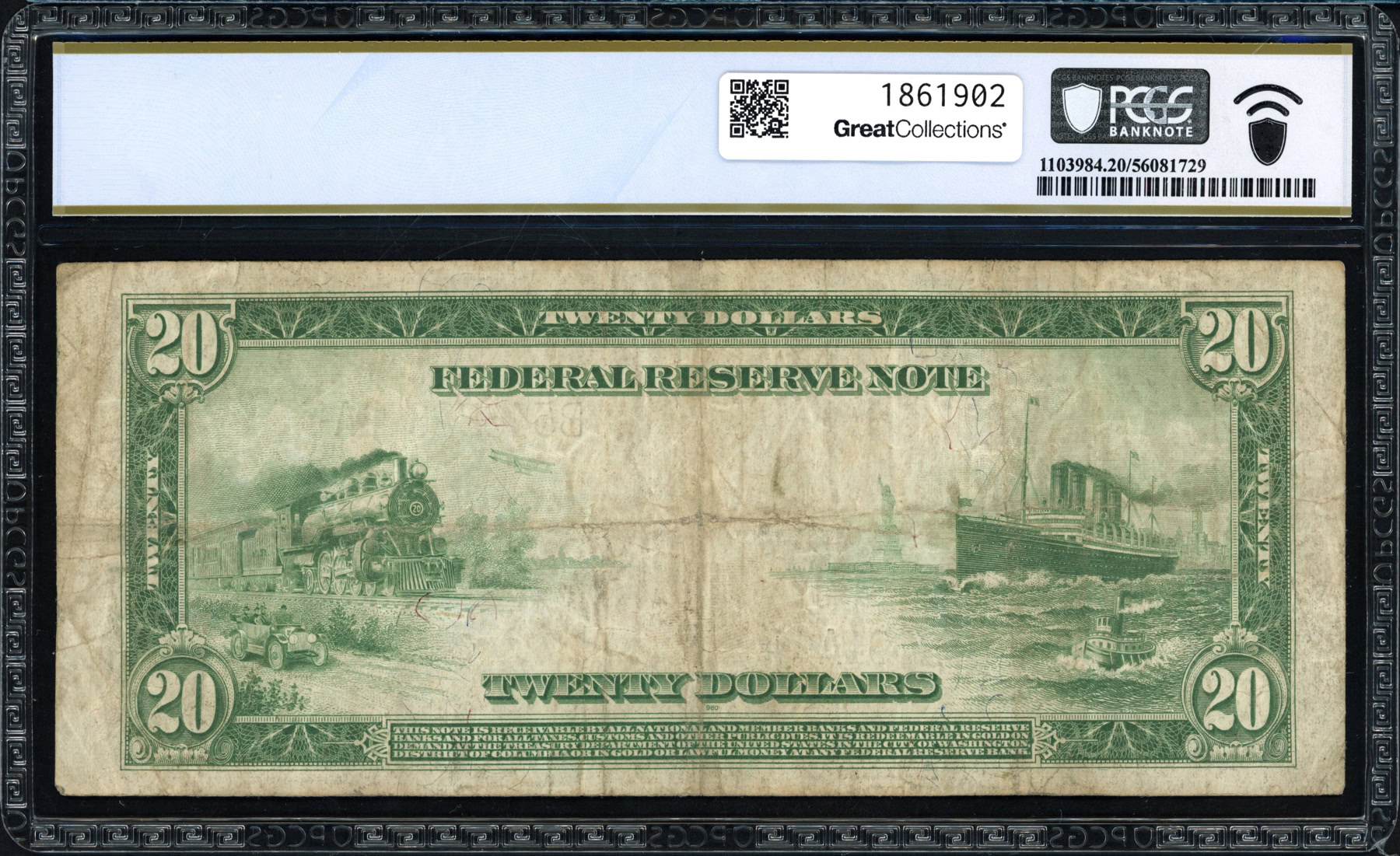 Fr. 971a 1914 $20 New York Federal Reserve Note White / Mellon PCGS ...