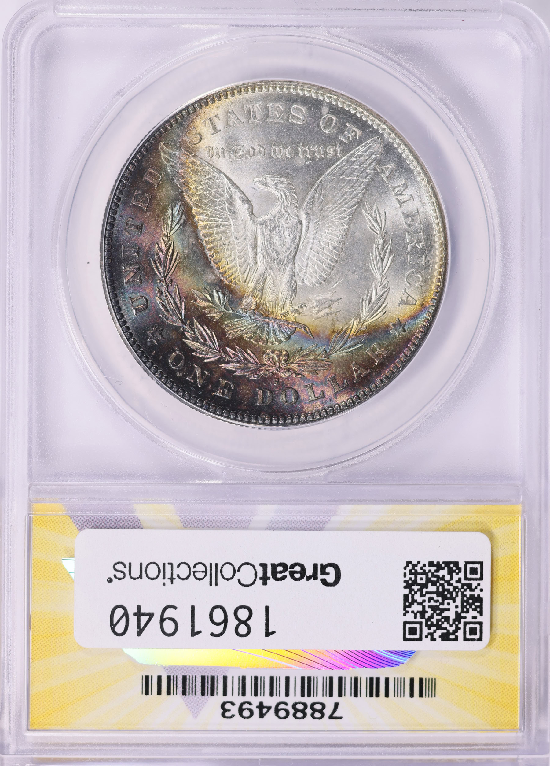 1878-S Morgan Silver Dollar ANACS MS-62 (Toned) (Item 1861940) | GreatCollections Coin Auctions