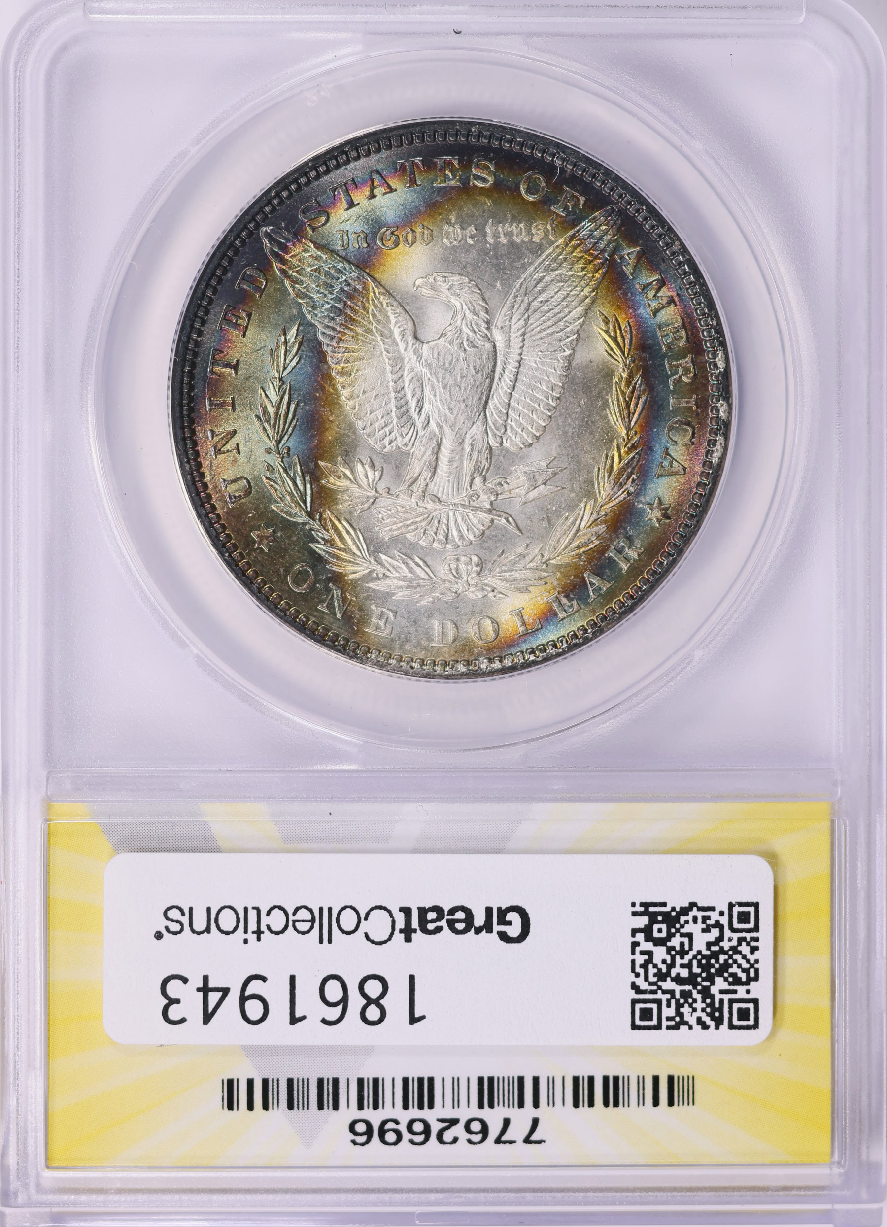 1884 Morgan Silver Dollar ANACS MS-63 (Toned) (Item 1861943) | GreatCollections Coin Auctions