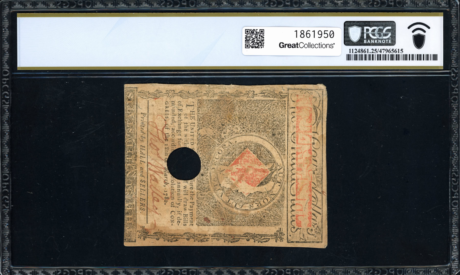Fr. MA-281 May 5, 1780 $4 Massachusetts Colonial Note PCGS Banknote ...