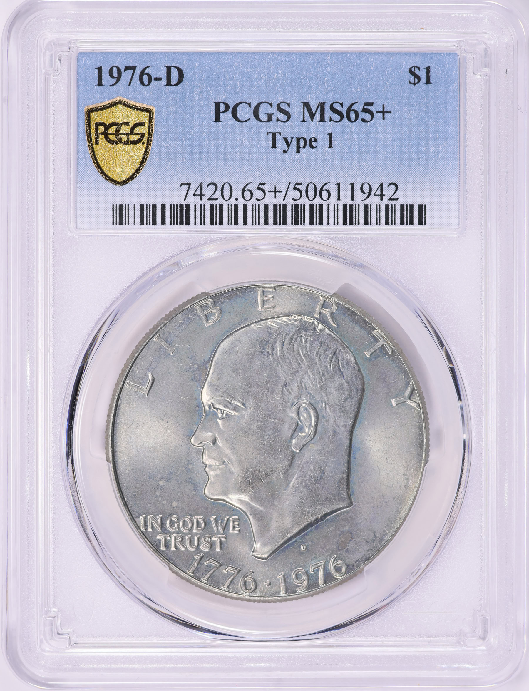 1976-D Eisenhower Dollar Type 1 PCGS MS-65+ (Toned) (Item 1862006) | GreatCollections Coin Auctions