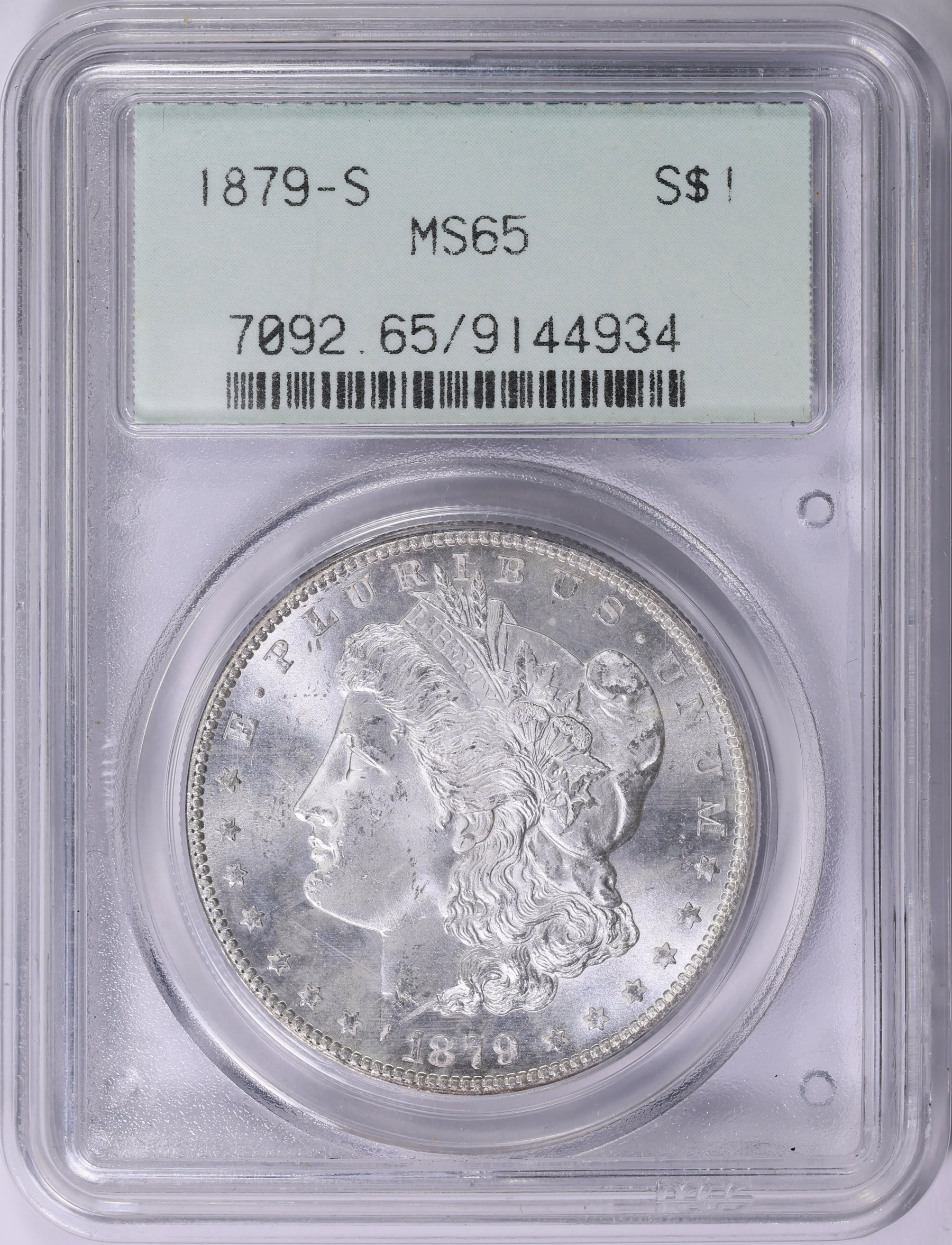 1879-S Morgan Silver Dollar PCGS MS-65 OGH (2nd Gen) (Item 1862039) | GreatCollections Coin Auctions