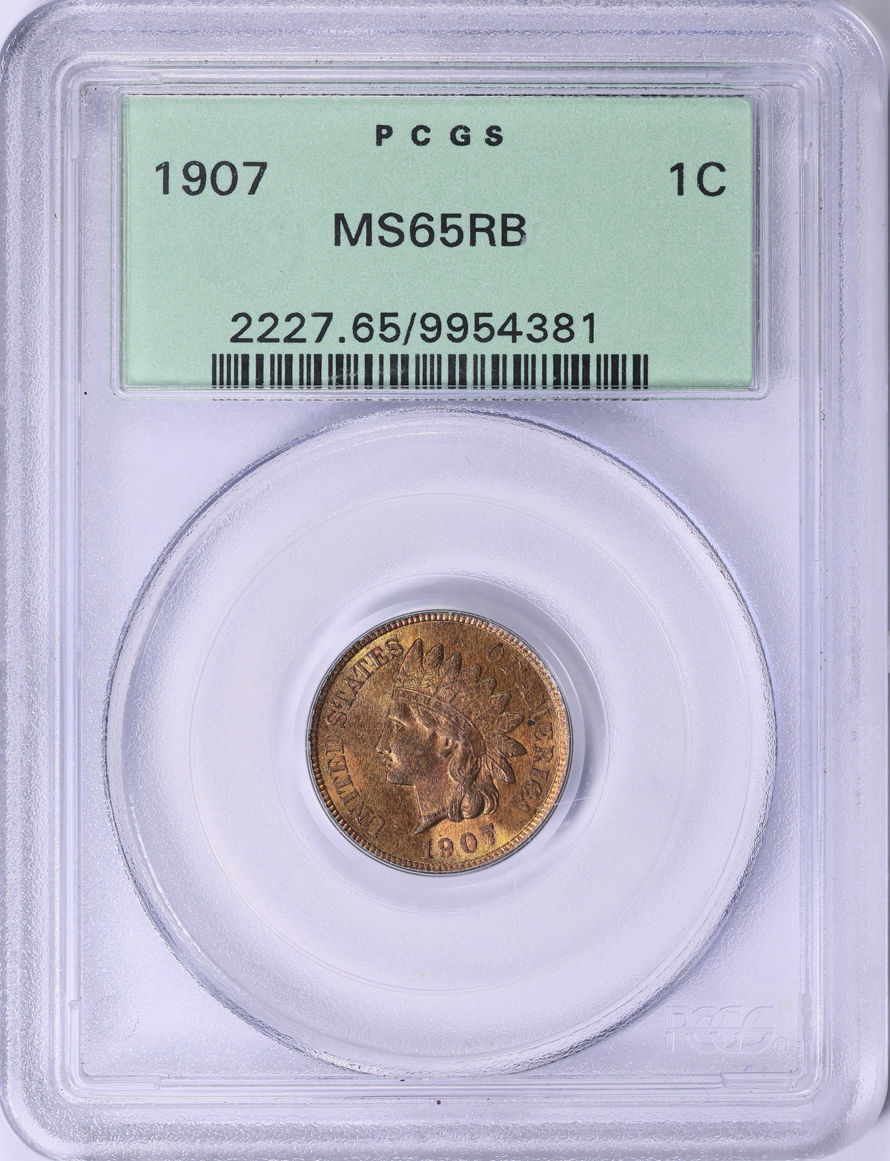 1907 Indian Cent PCGS MS-65 RB OGH (Toned) (Item 1862053) | GreatCollections Coin Auctions