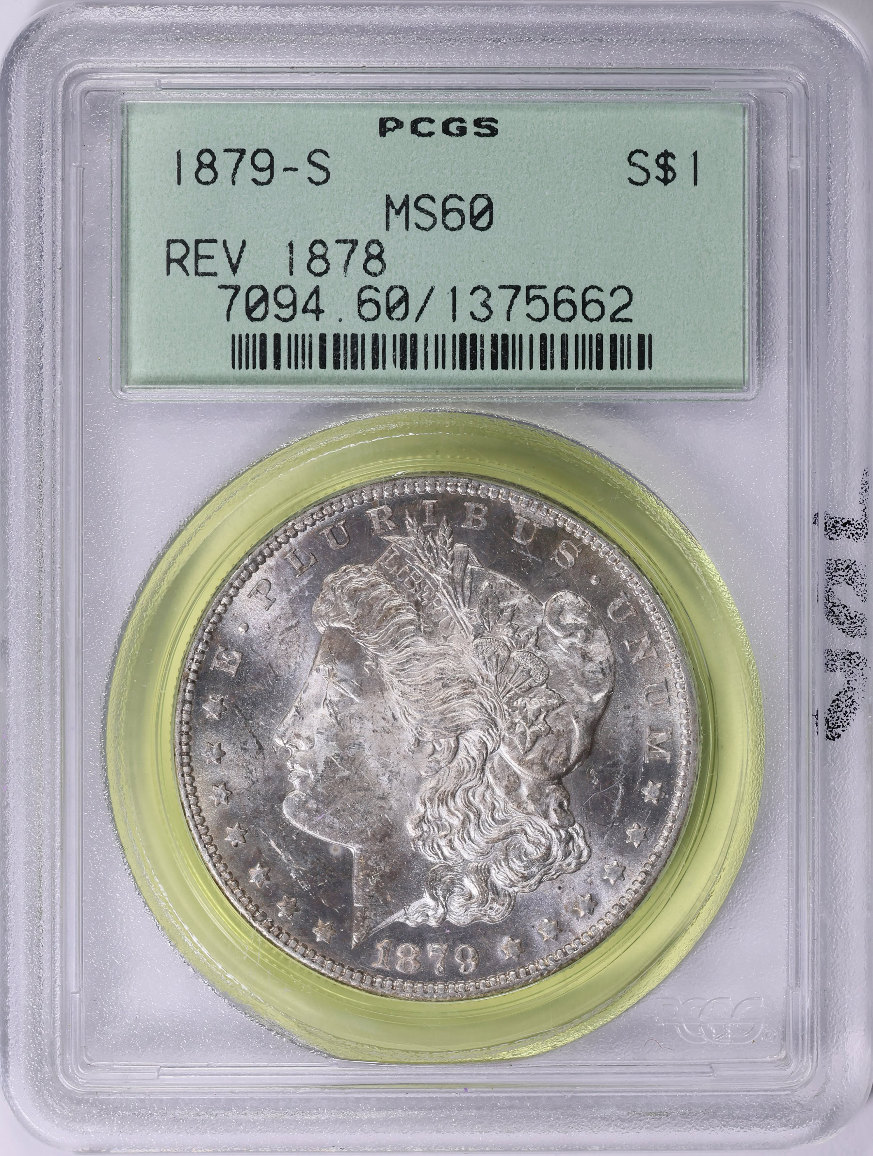 1879-S Morgan Silver Dollar Reverse of 1878 PCGS MS-60 OGH (Item 1862113) | GreatCollections ...