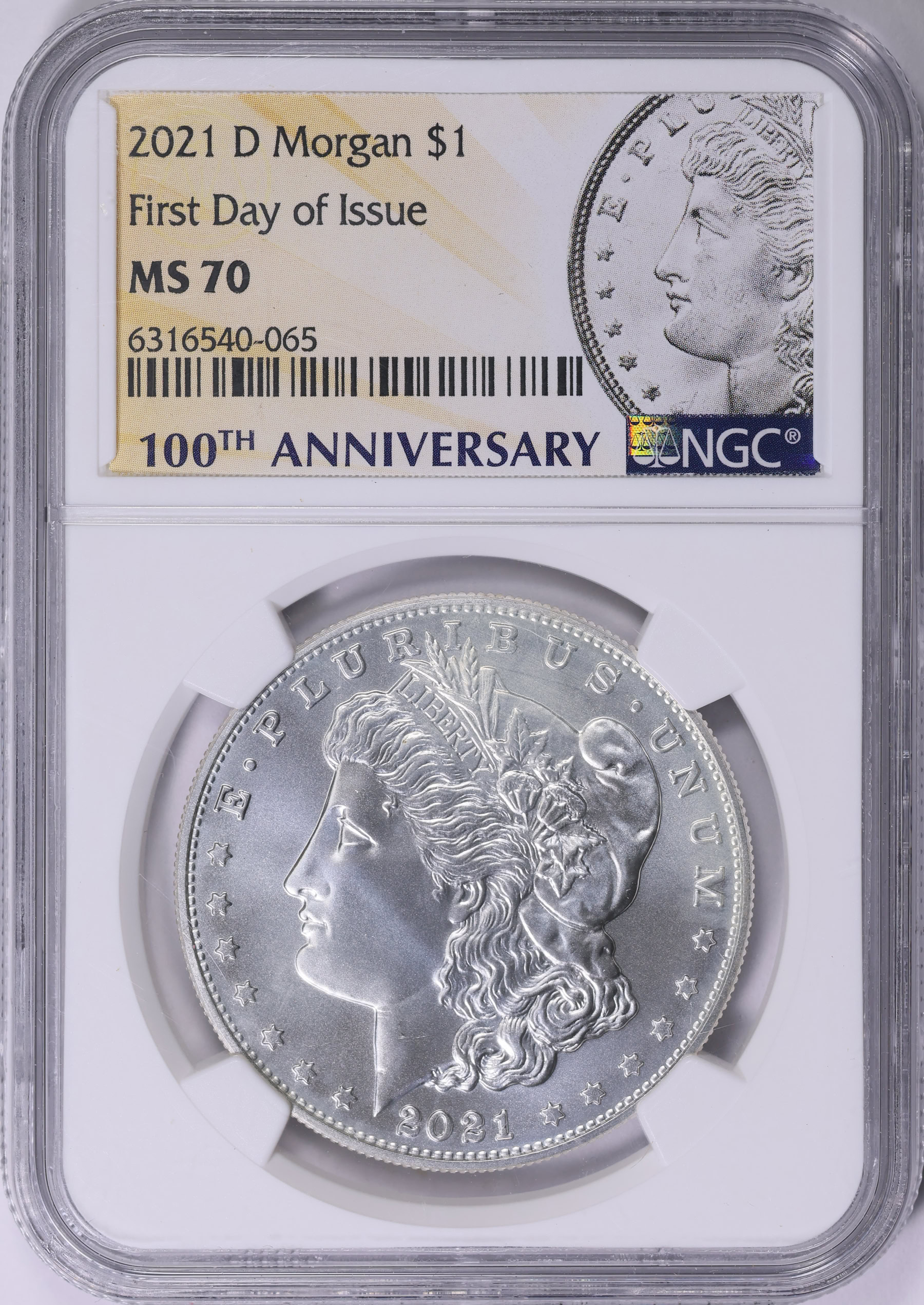 2021-D Morgan Silver Dollar 100th Anniversary First Day of Issue NGC MS-70 (Item 1862129 ...