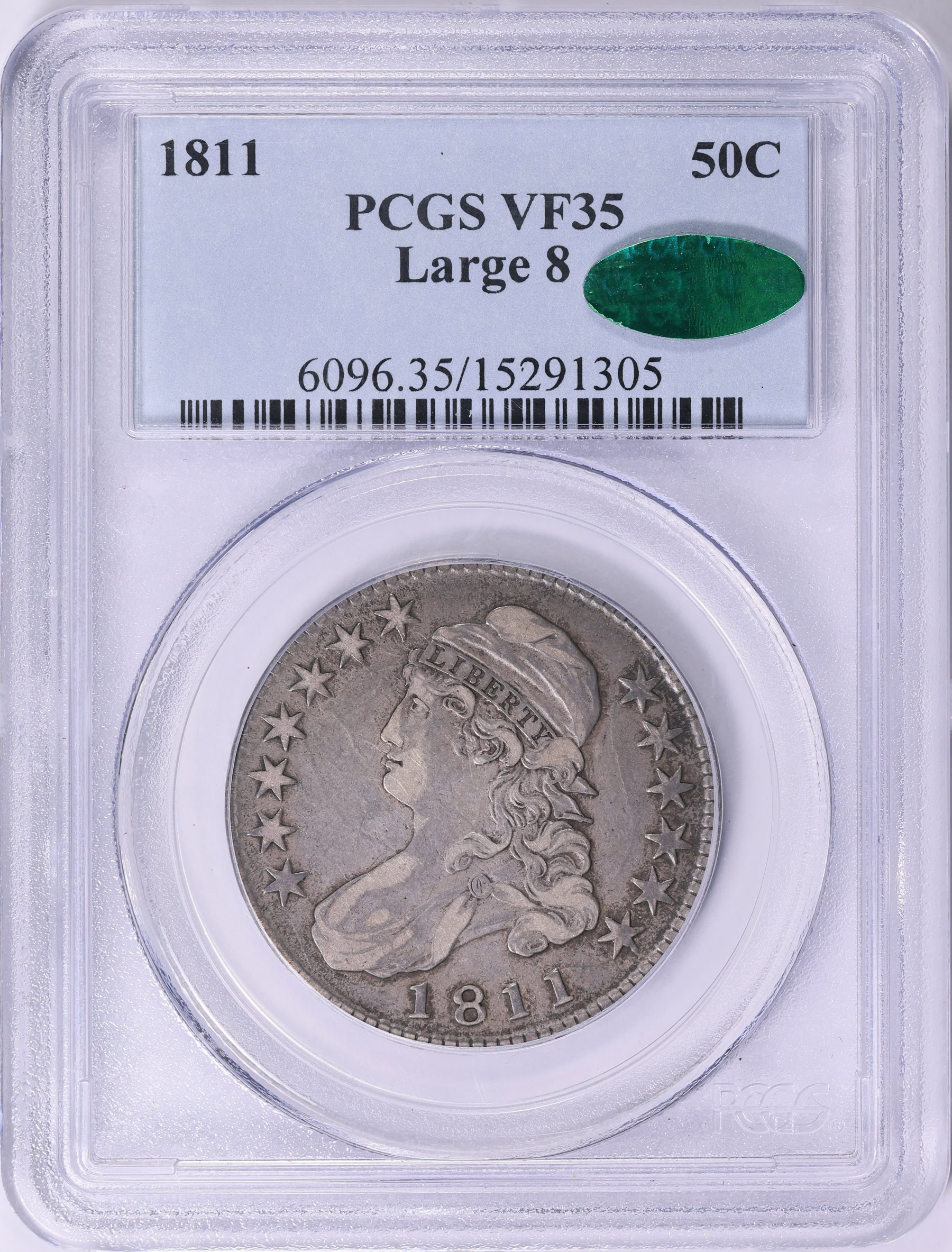1811 Capped Bust Half Dollar Large 8 PCGS VF-35 (CAC Green) (Item 1862131) | GreatCollections ...
