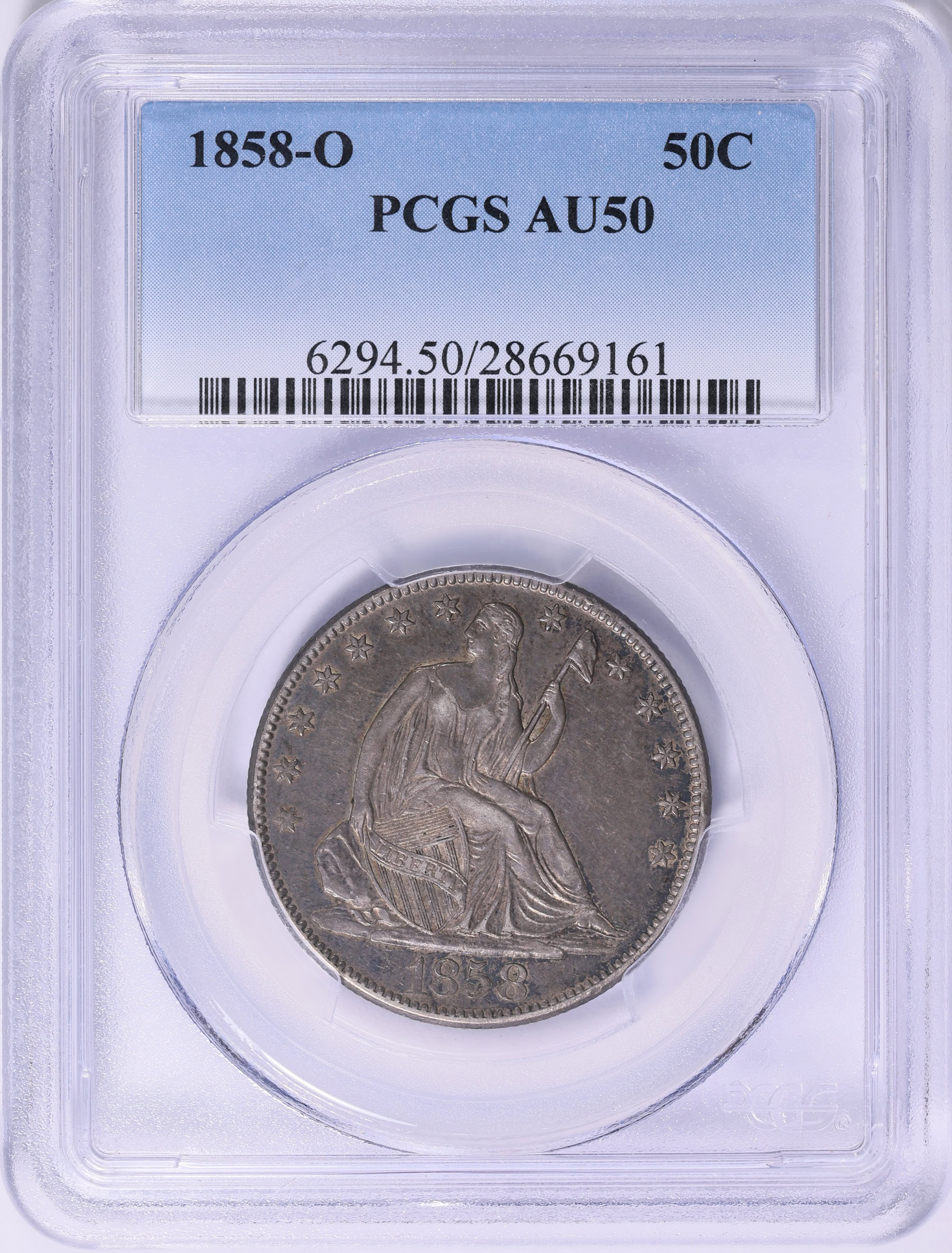 1858-O Seated Liberty Half Dollar PCGS AU-50 (Item 1862166) | GreatCollections Coin Auctions