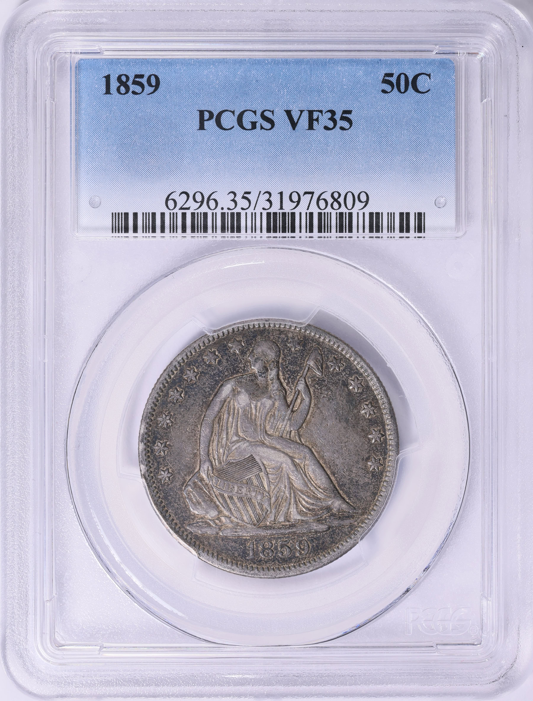 1859 Seated Liberty Half Dollar PCGS VF-35 (Item 1862168) | GreatCollections Coin Auctions