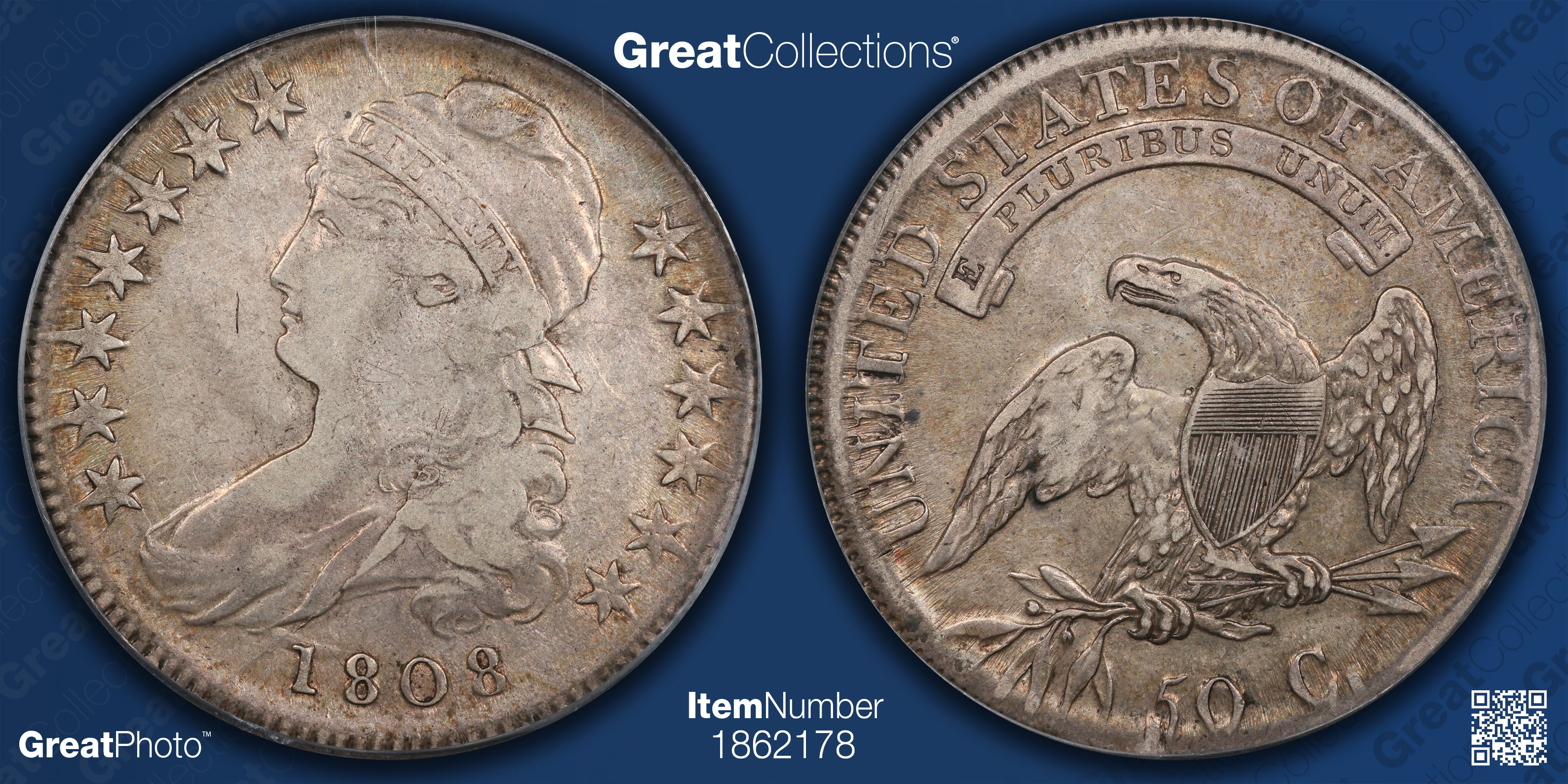1808 Capped Bust Half Dollar PCGS VF-35 (Toned) (Item 1862178 ...