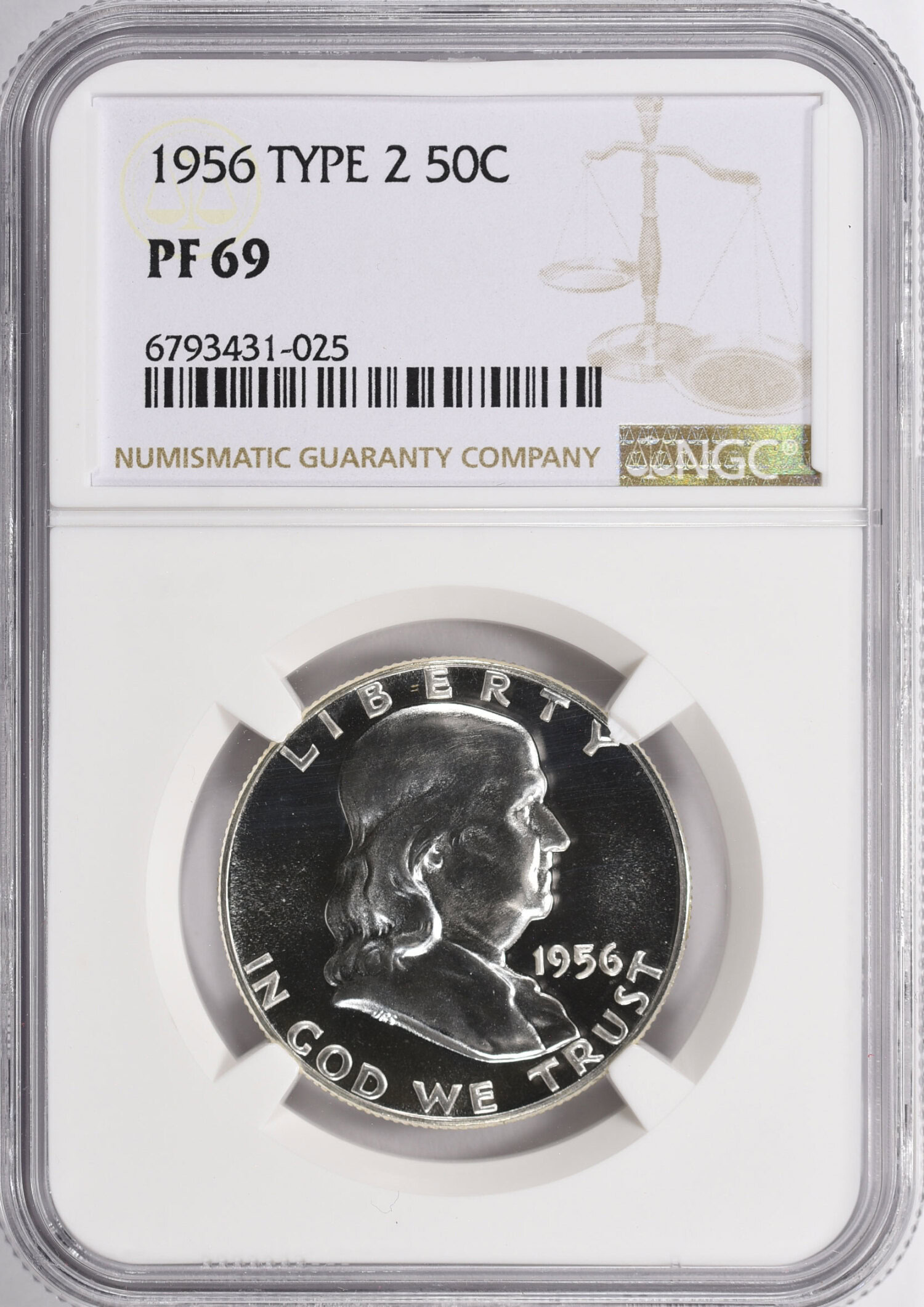 1956 Franklin Half Dollar Type 2 NGC Proof-69 (Item 1862200) | GreatCollections Coin Auctions