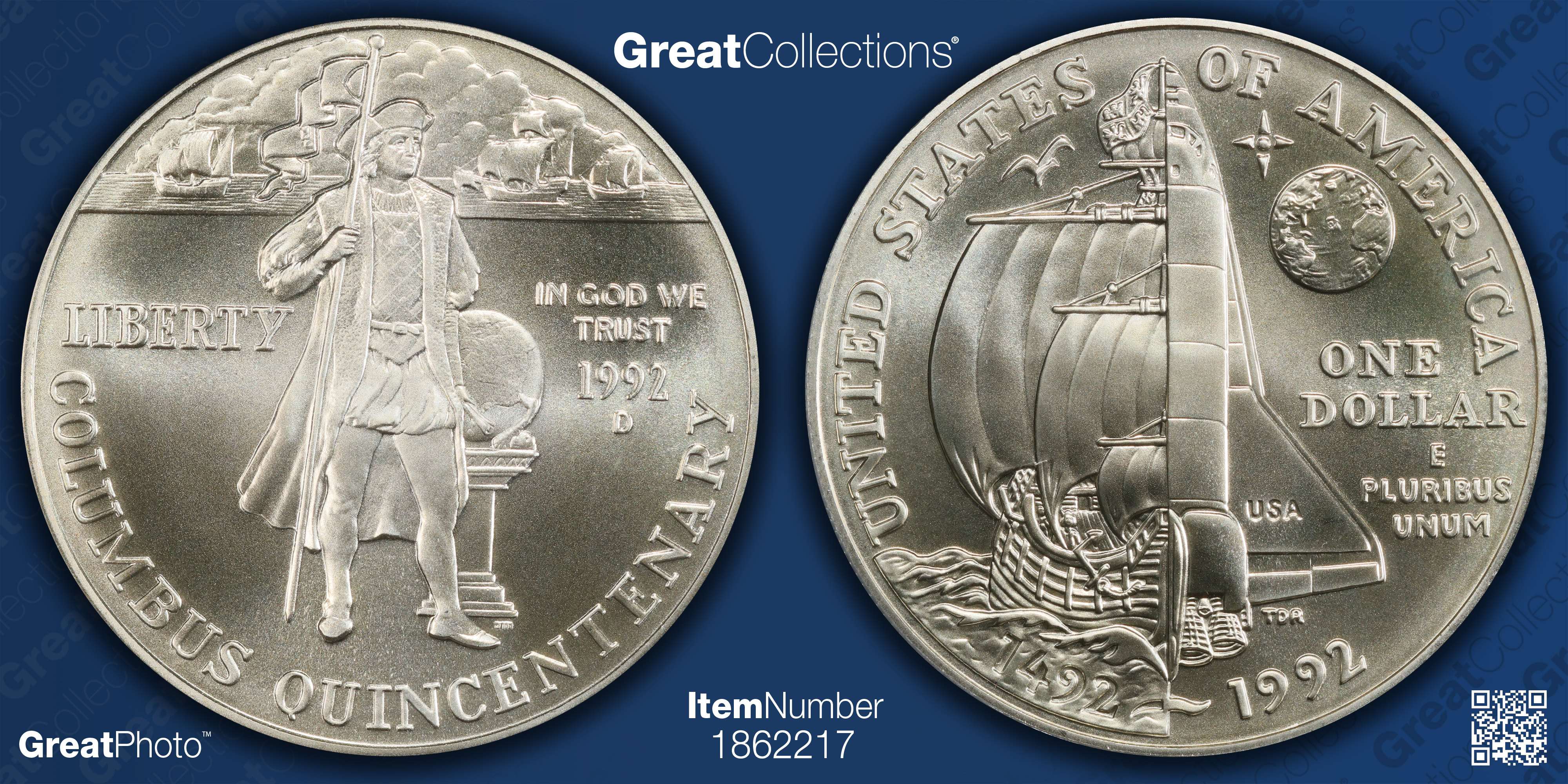 1992-D Christopher Columbus Quincentenary Silver Dollar PCGS MS-70 ...